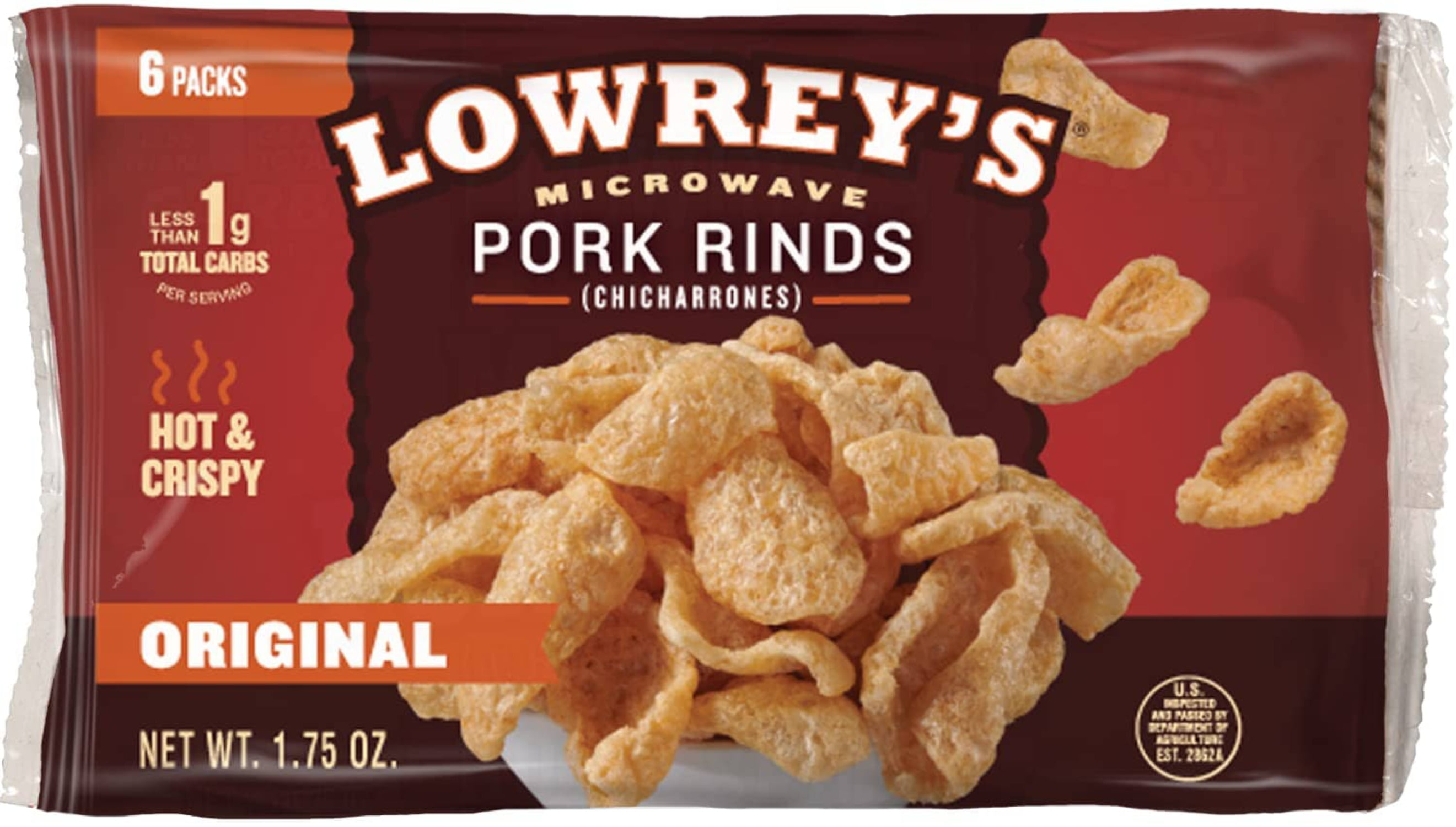 Lowrey's Original Bacon Curls Microwave Pork Rinds (Chicharrones), 1.75 ...