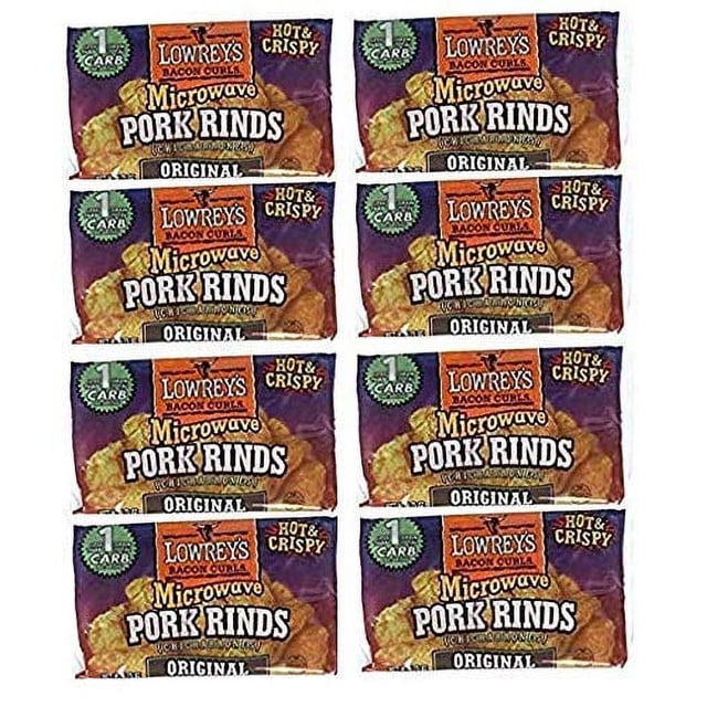Lowreys Bacon Curls | CM31 Microwave Pork Rinds | Eight Original Flavor ...