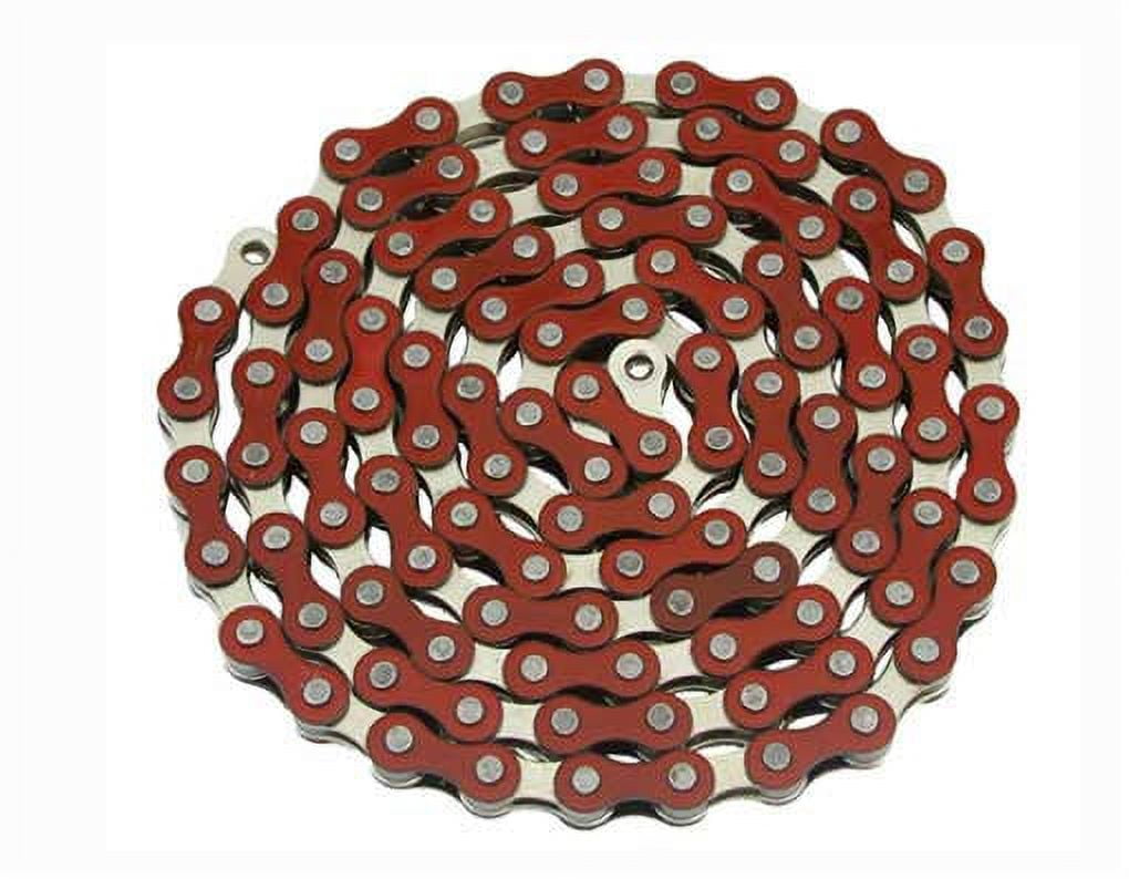YBN Single Speed Master Link Chain 1/2x1/8x112 Red/Chrome for BMX ...