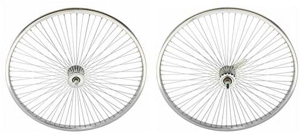 Lowrider Chrome 26" 144 Spoke Wheel Set. Front and Back Coaster Wheel ...