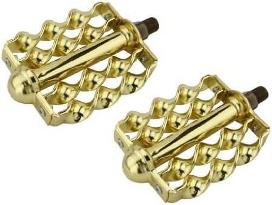 Lowrider Double Flat Twisted Pedals Gold. Bike Pedals, Bicycle Pedal ...