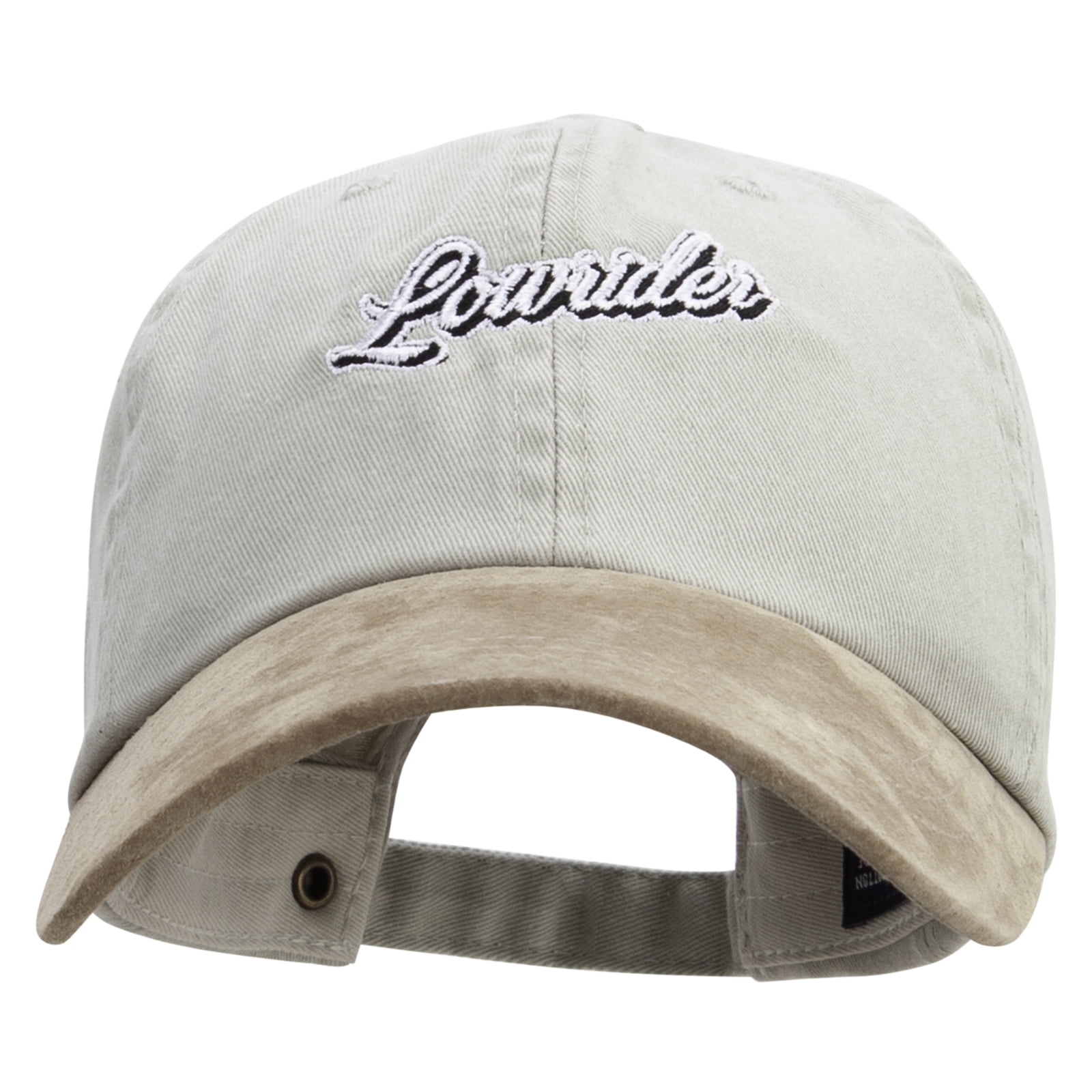 Lowrider Embroidered Suede Bill Washed Pigment Dyed Cap - Beige Tan ...