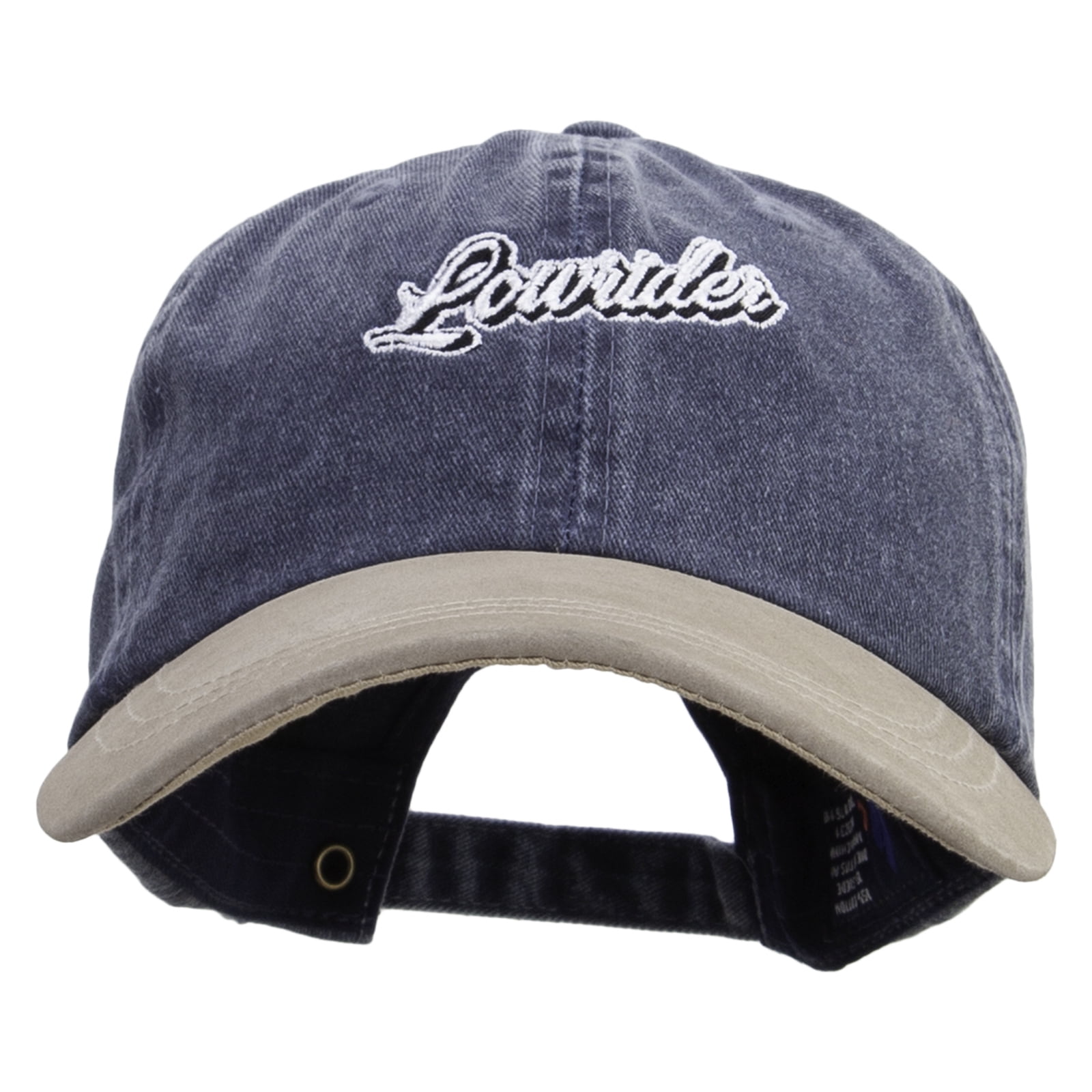 Lowrider Embroidered Suede Bill Washed Pigment Dyed Cap - Navy Tan OSFM ...
