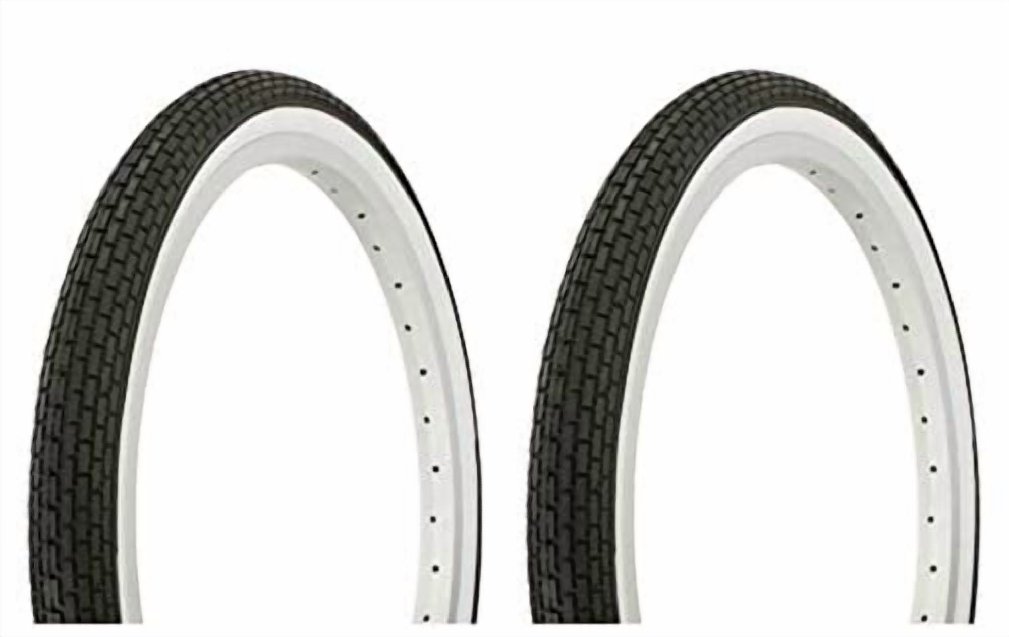 Lowrider Tire Set - Two Duro 20" x 1.75" Black/White Side Wall Tires ...