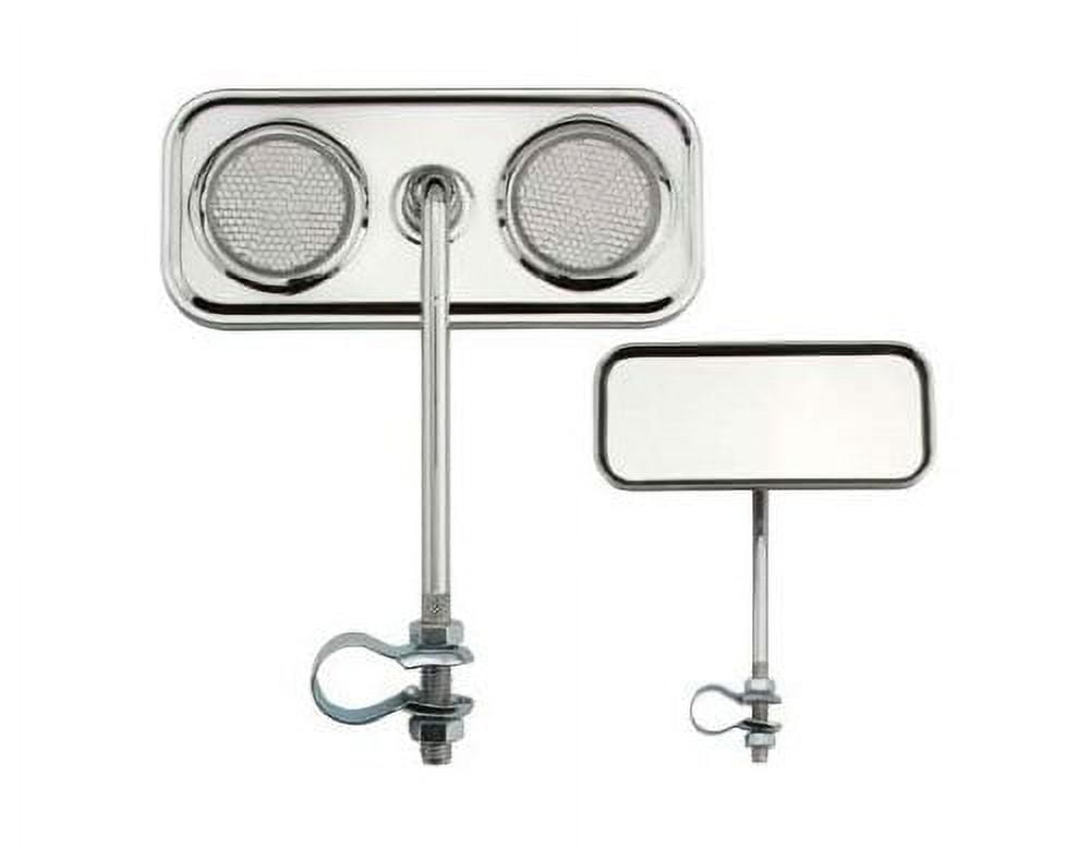 Lowrider Two Rectangle Mirrors Chrome Clear Reflectors. Set of Bike ...