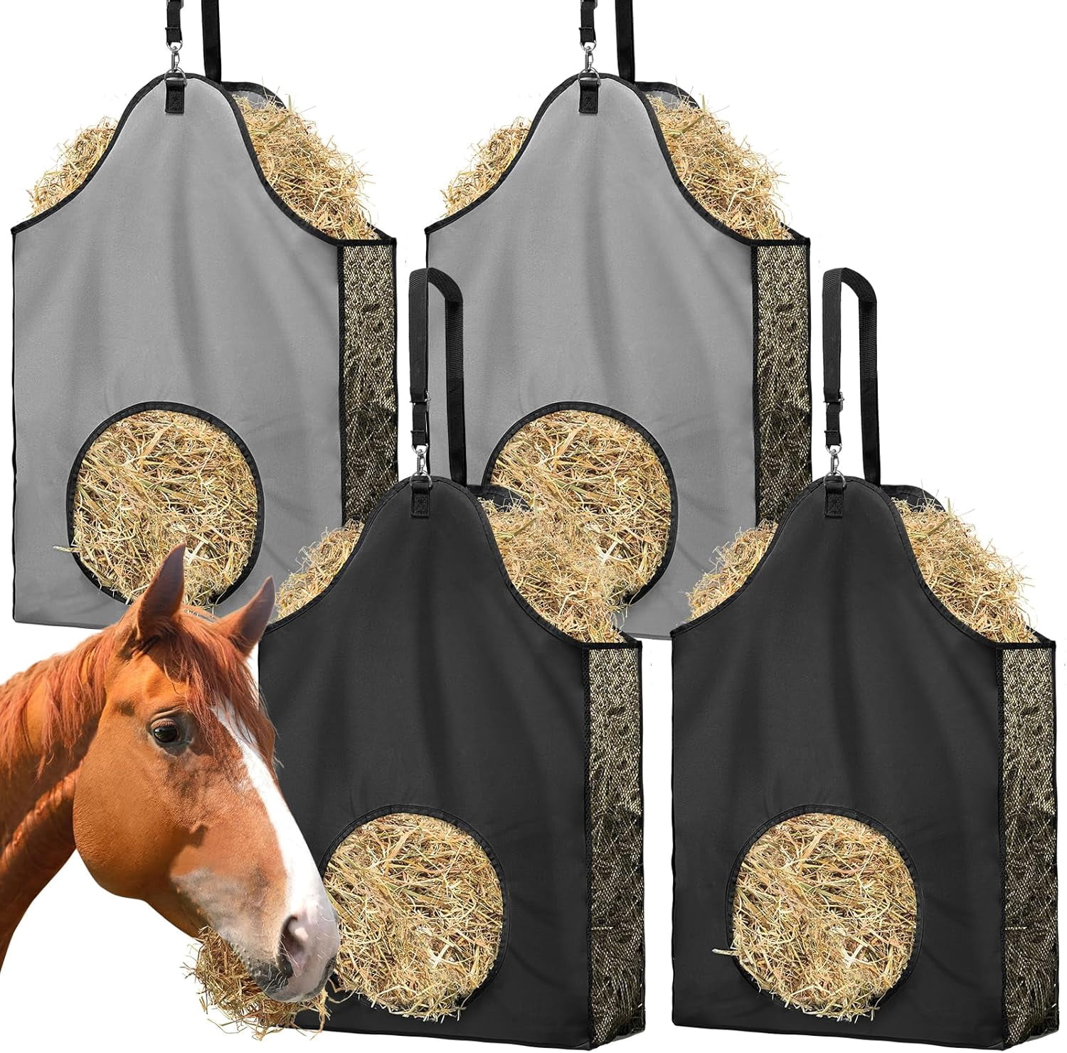 Loyala 4PCS Hay Bag Goat Hay Feeder Slow Feed Hay Bags 600D Oxford ...