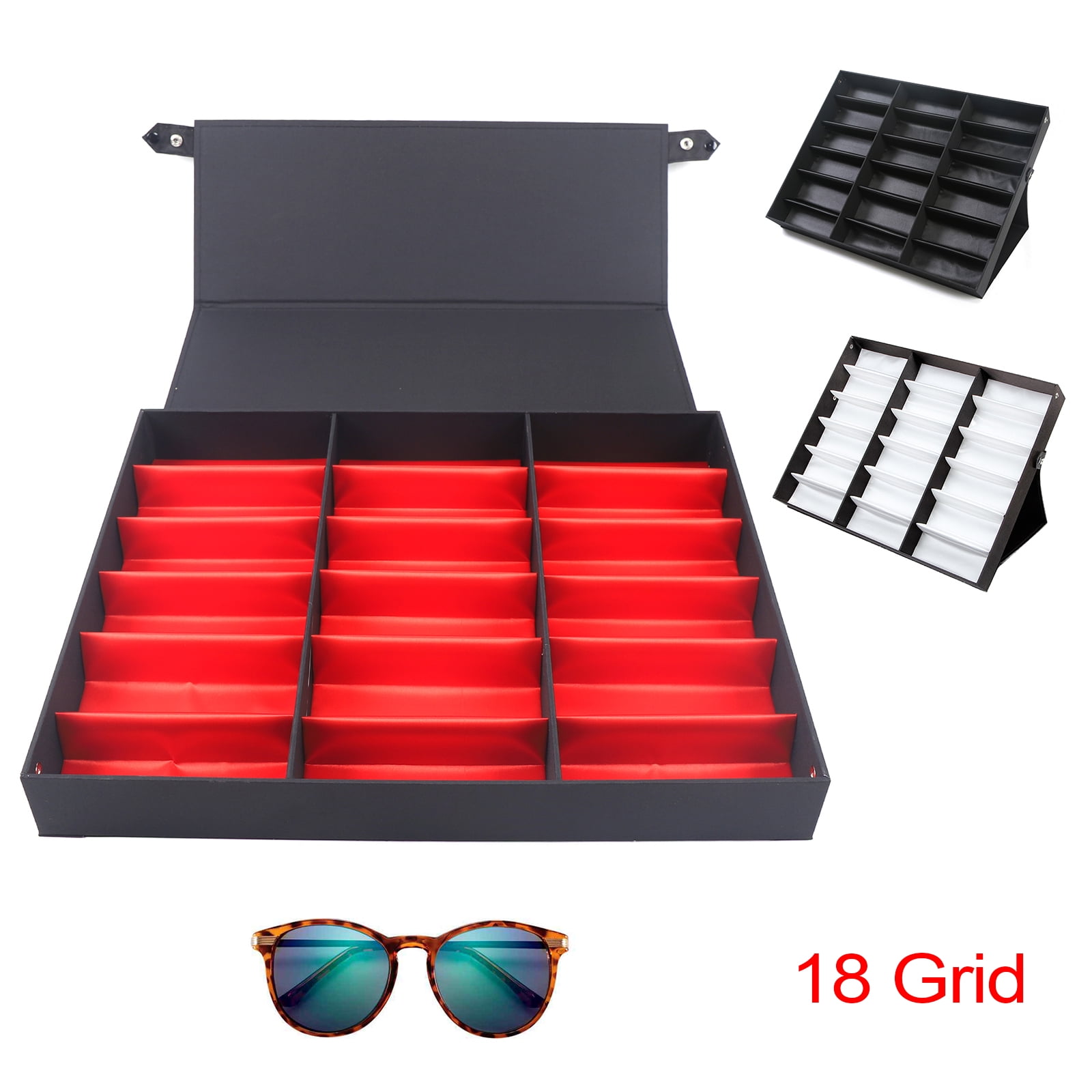 Loyalheartdy 18 Grids Glasses Display Box Density Fiberboard Glasses ...