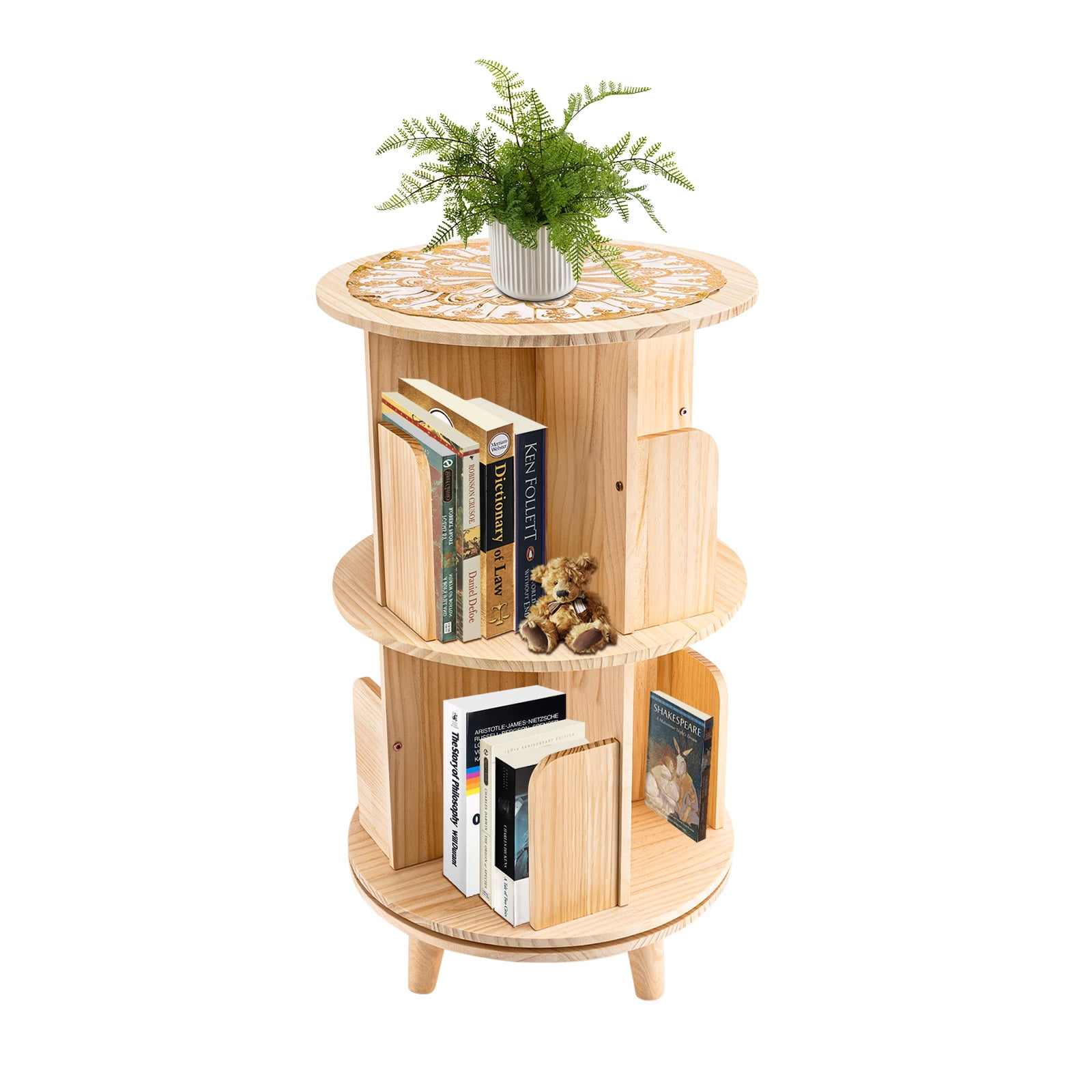 Loyalheartdy 2-Tier Rotating Bookshelf 360° Display Floor Standing ...