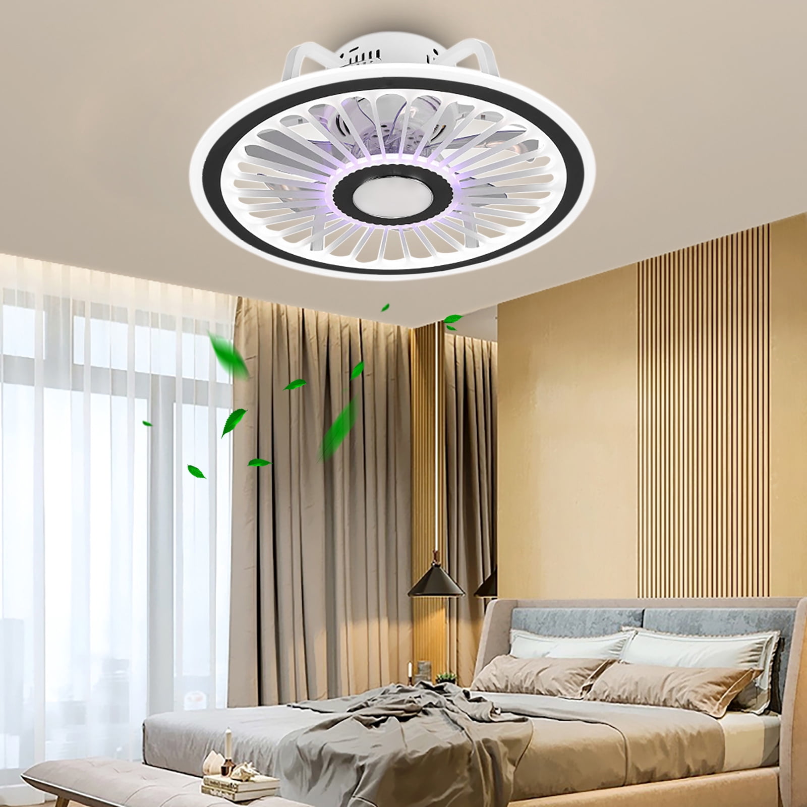 Loyalheartdy 20 Inch Modern Invisible Ceiling Fan Light 3-Color ...