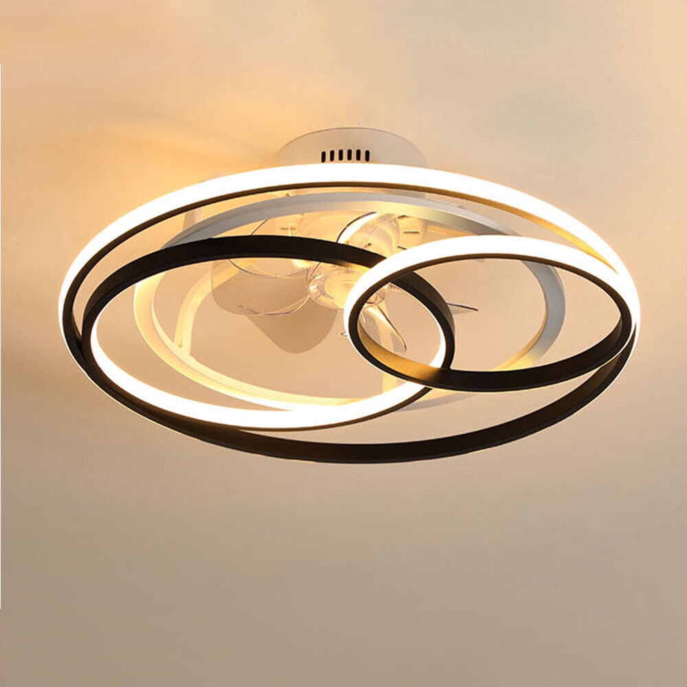 Loyalheartdy 21 Inch Modern Round Ceiling Fan Light Flush Mount LED ...