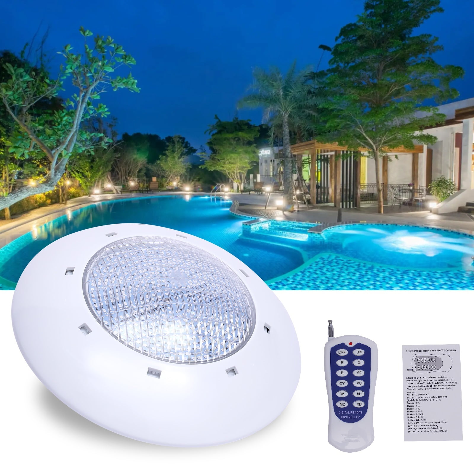 Loyalheartdy 35W Underwater Color Change LED Swimming Pool Light 7Colors RGB Submersible LED ...