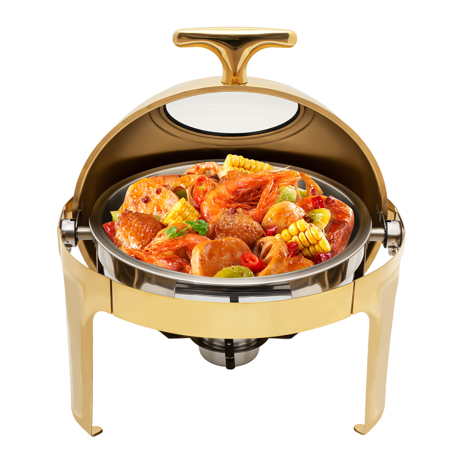 Loyalheartdy 6.3 Quart Round Roll Top Chafing Dish Buffet Set Visible ...