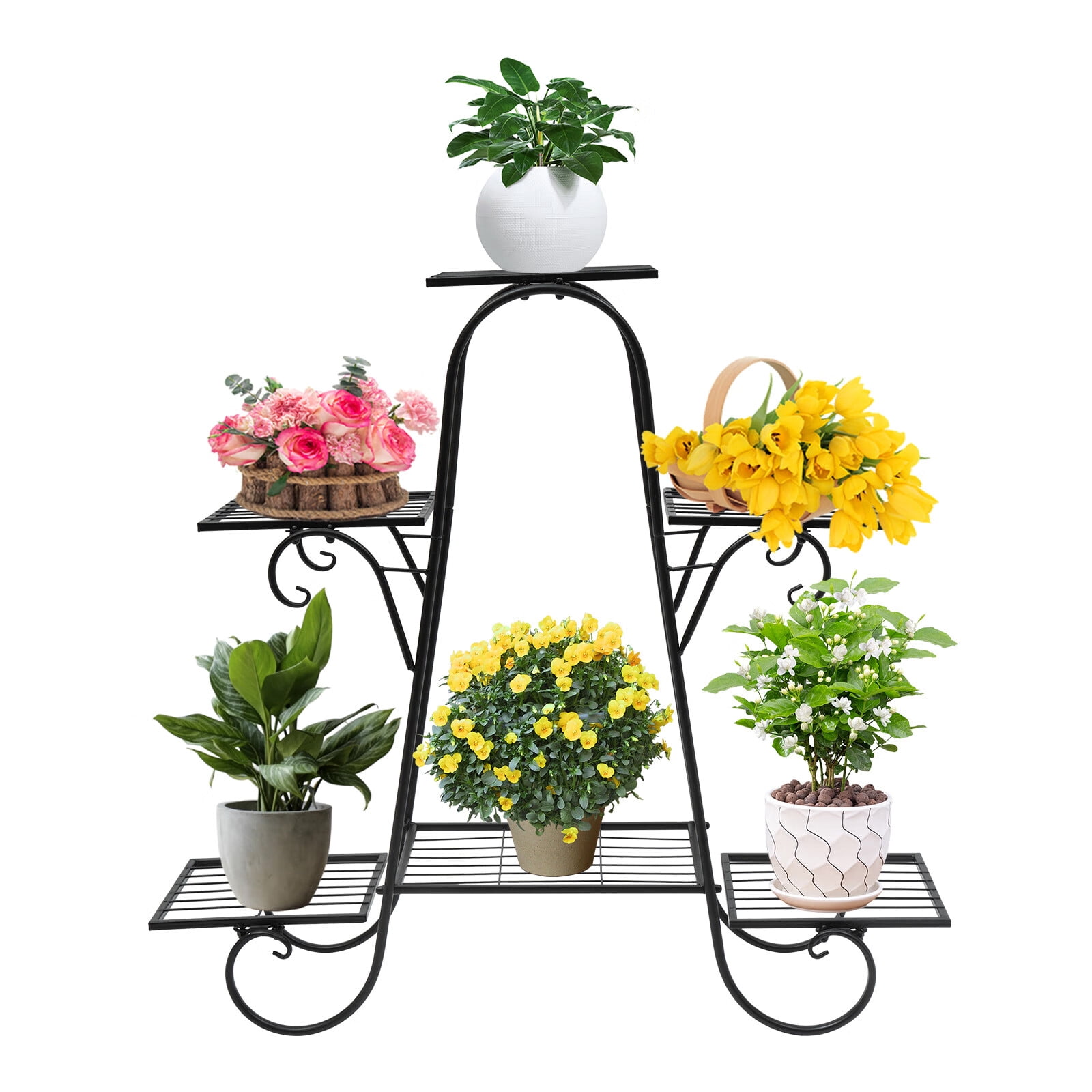 Loyalheartdy 6 Tier Metal Plant Stand Indoor/Outdoor Flower Pot Holder ...