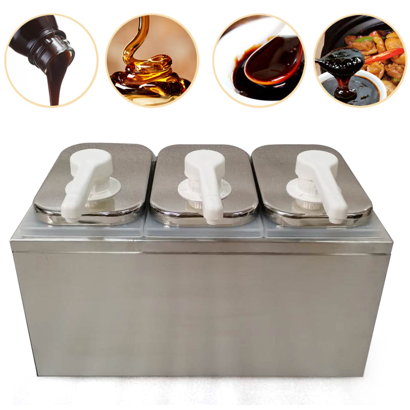 Loyalheartdy 6L Kitchen Plastic Squeeze Sauce Pump, 3-Head Stainless ...