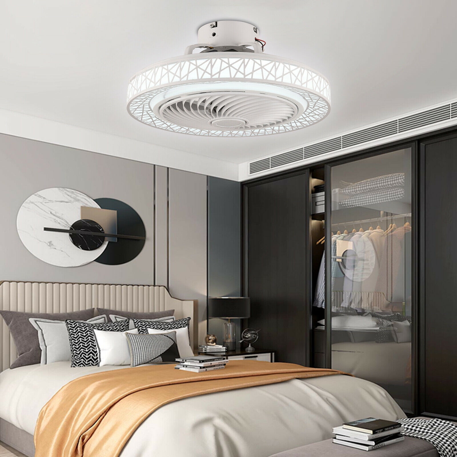 Loyalheartdy 23" Dimmable LED Ceiling Fan Light, 3-Color 3-Speed, White ...