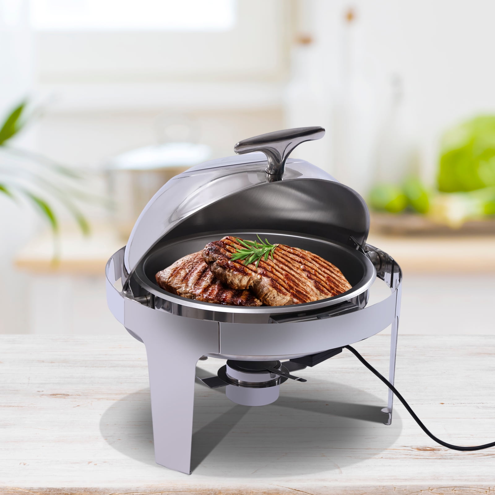 Loyalheartdy Dish Buffet Warmer 6L Round Roll Top Chafing Dish Heater ...