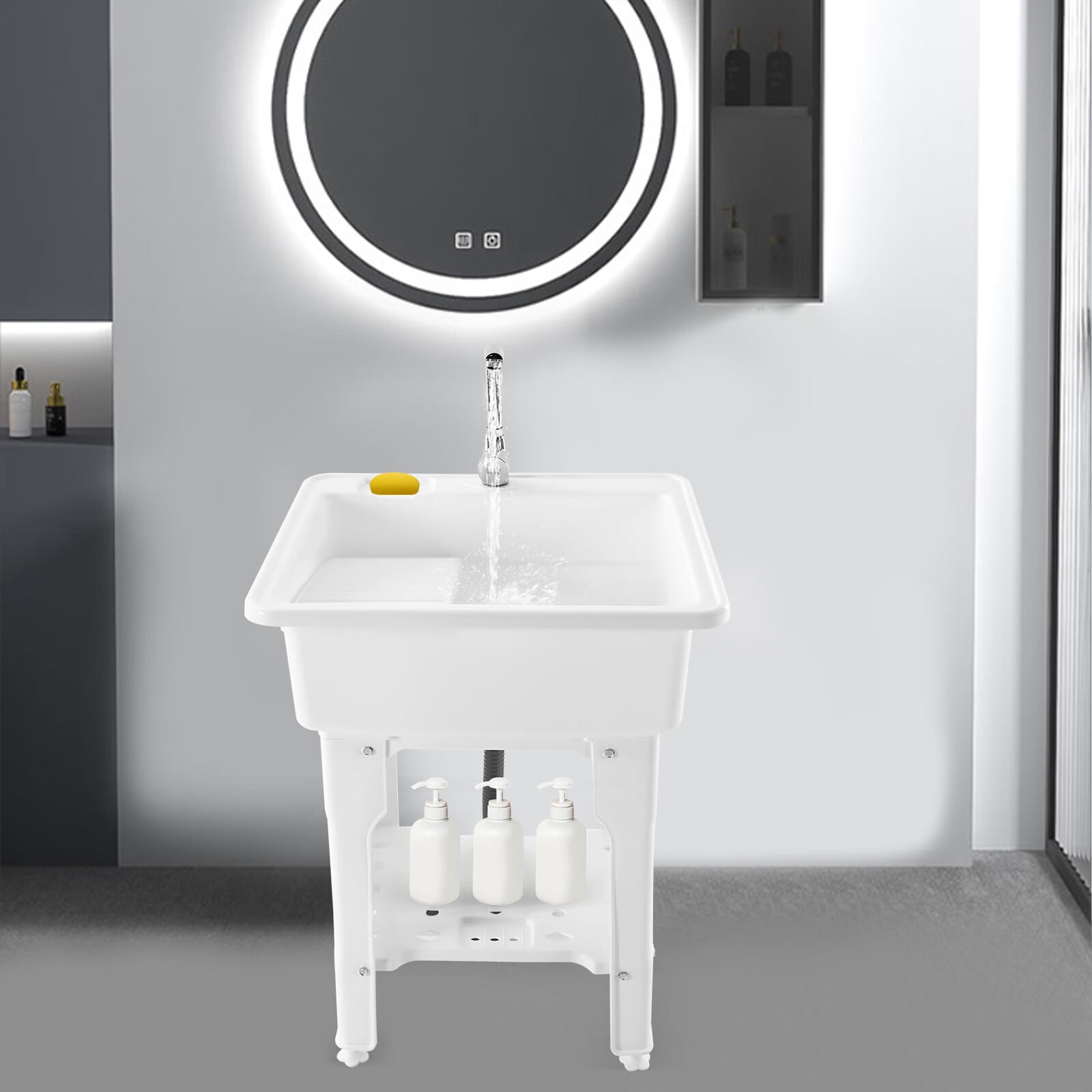 Loyalheartdy Freestanding Plastic Laundry Sink Indoor/Outdoor Utility ...
