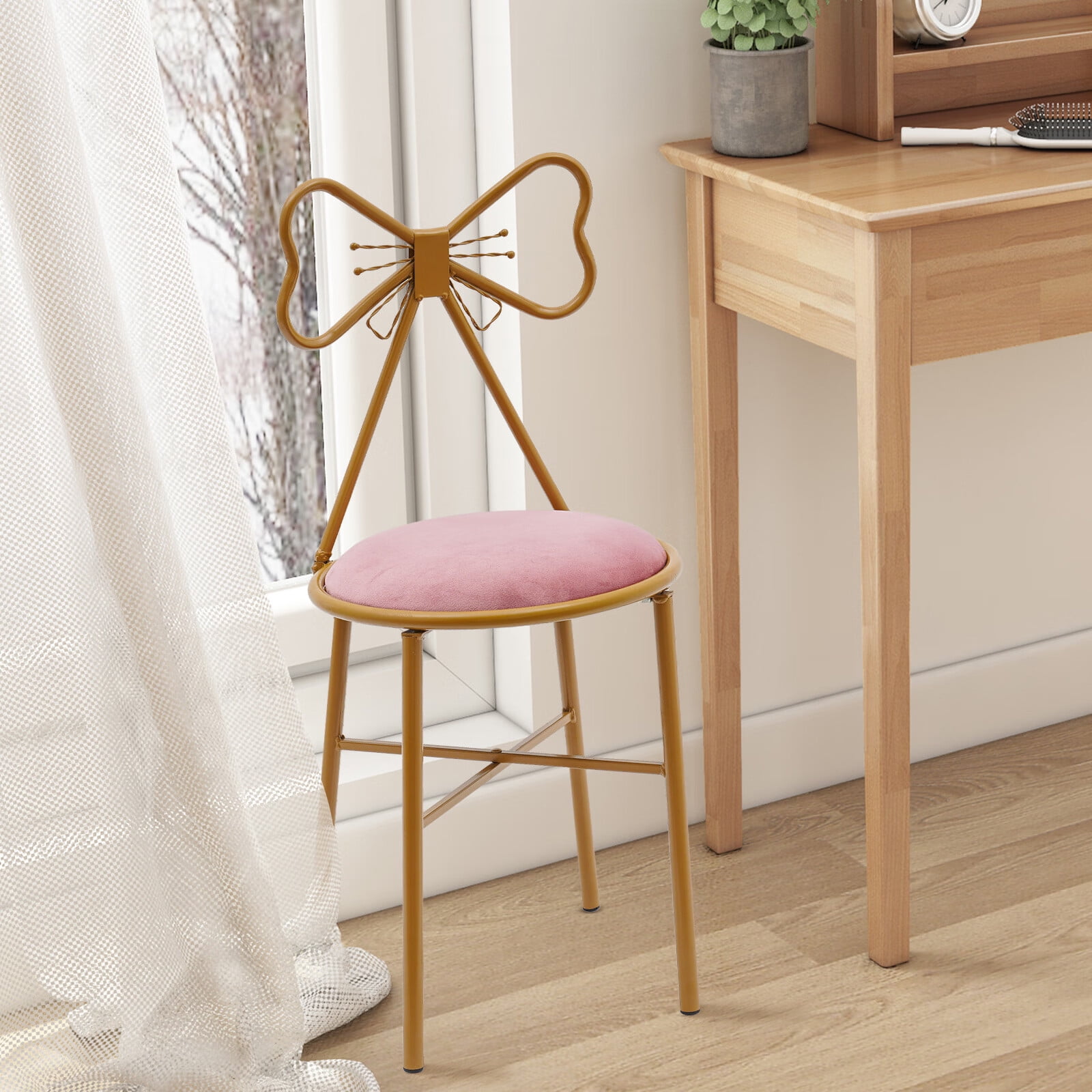 Loyalheartdy Pink Bow Backrest Princess Chair Modern Butterfly Shaped ...