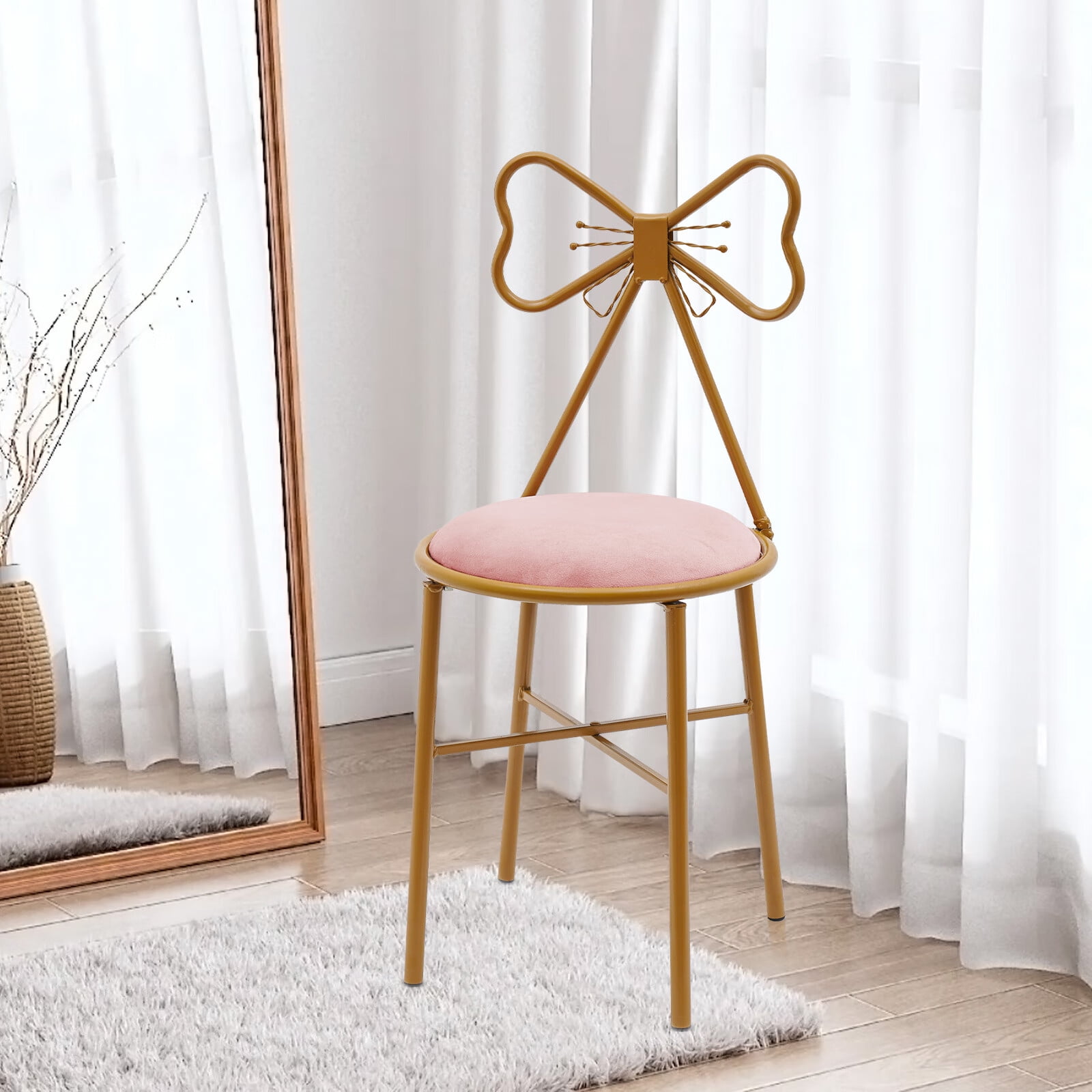 Loyalheartdy Pink Bow Backrest Princess Chair Modern Butterfly Shaped ...