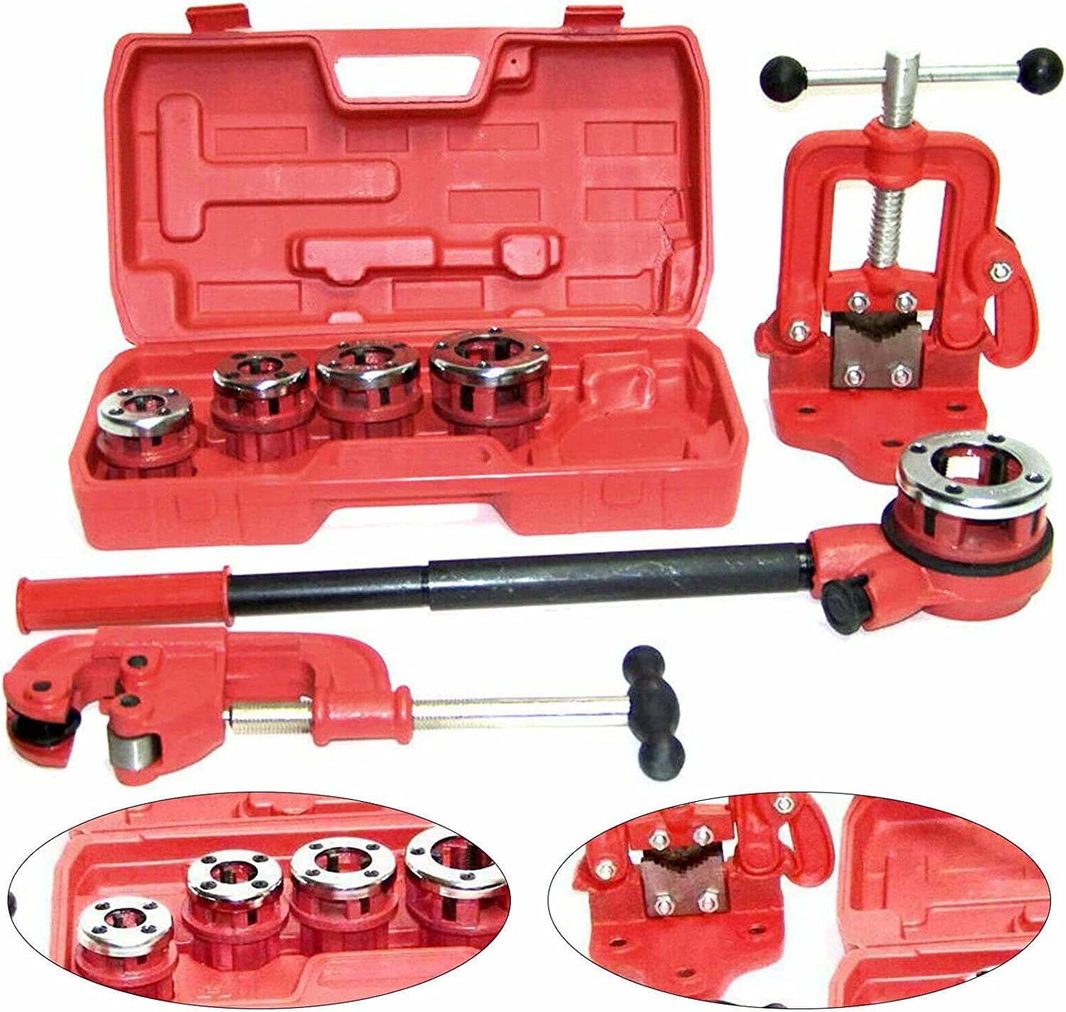 Loyalheartdy Ratchet Pipe Threader Kit Portable Manual 5 Dies Set Pipe ...