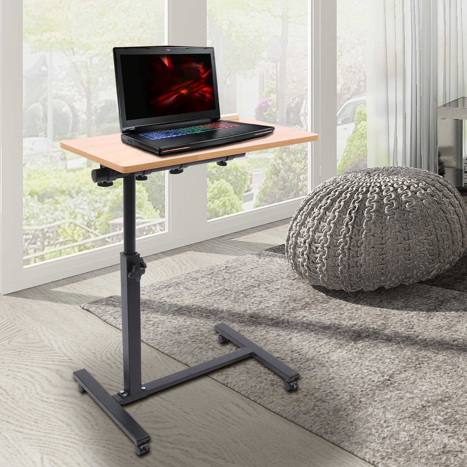 Loyalheartdy Rolling Laptop Desk Height Adjustable Tilt Tray Moving ...