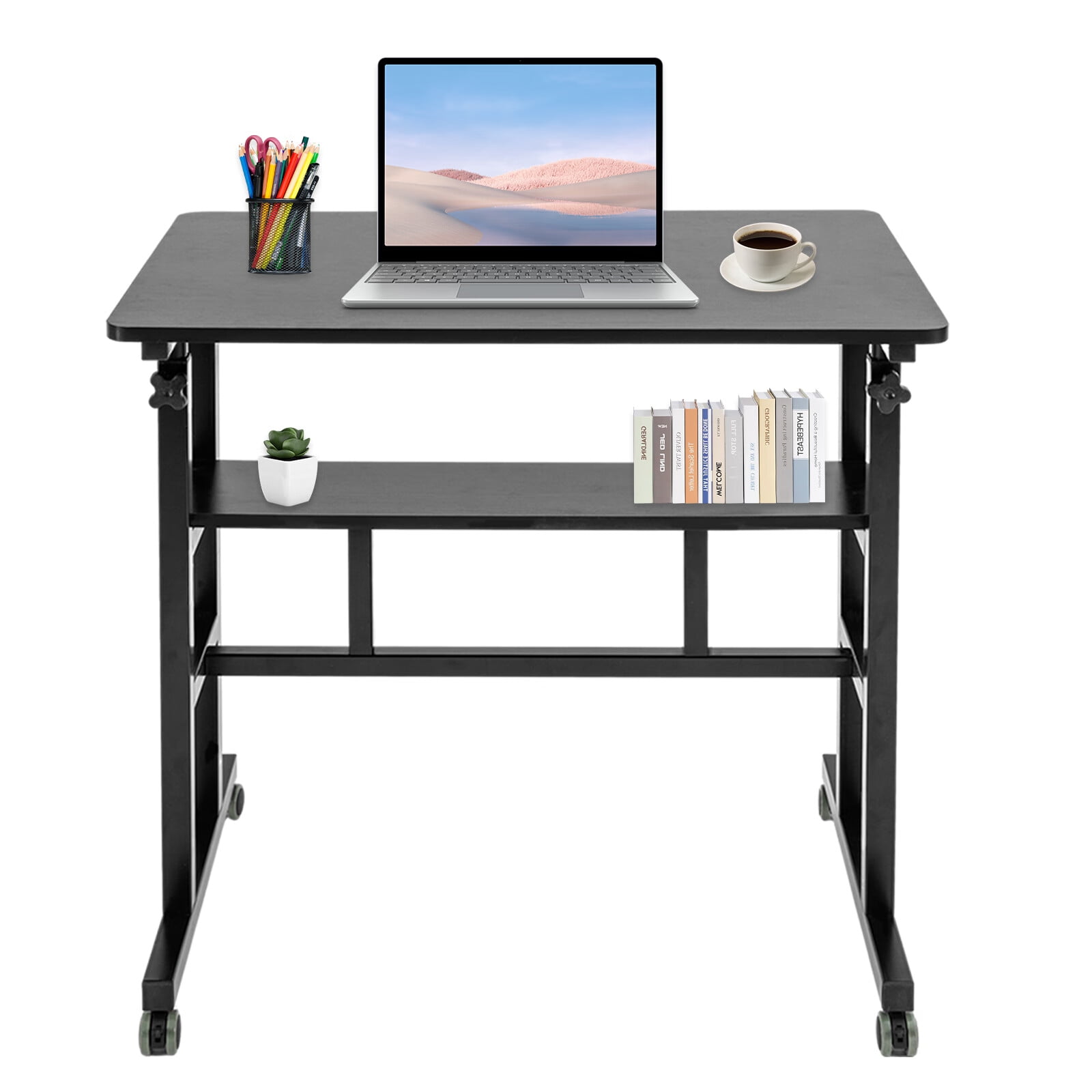 Loyalheartdy Standing Desk Portable Laptop Cart w/ Wheels Hight ...