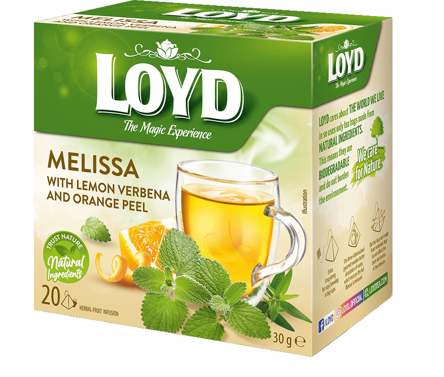 Loyd Melissa with Lemon Verbena and Orange Peel Tea The Magic Experience Box of 20 Tea Bags ...