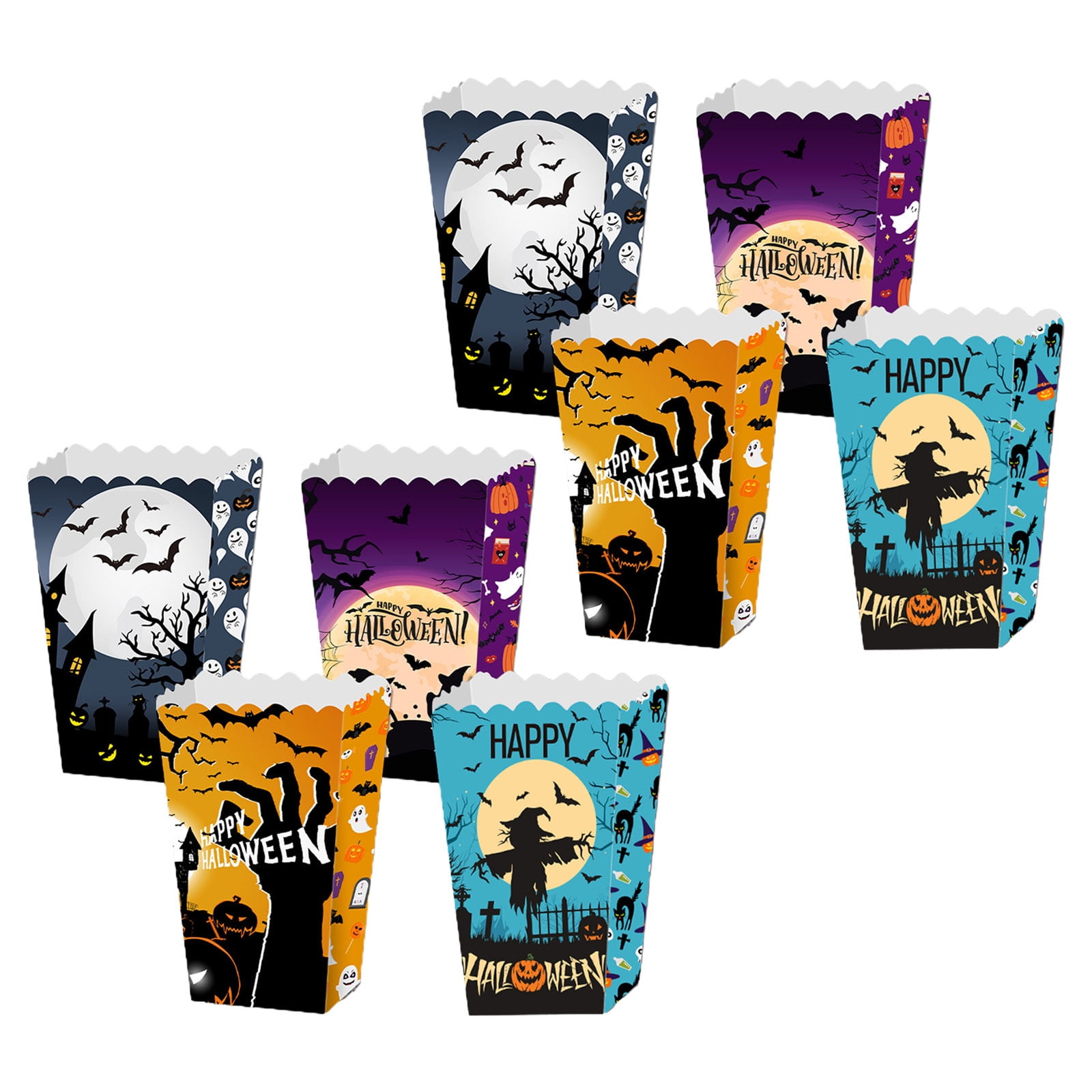 Loyerfyivos 8 Pcs Halloween Theme Party Popcorn Favor Boxes in 4 ...