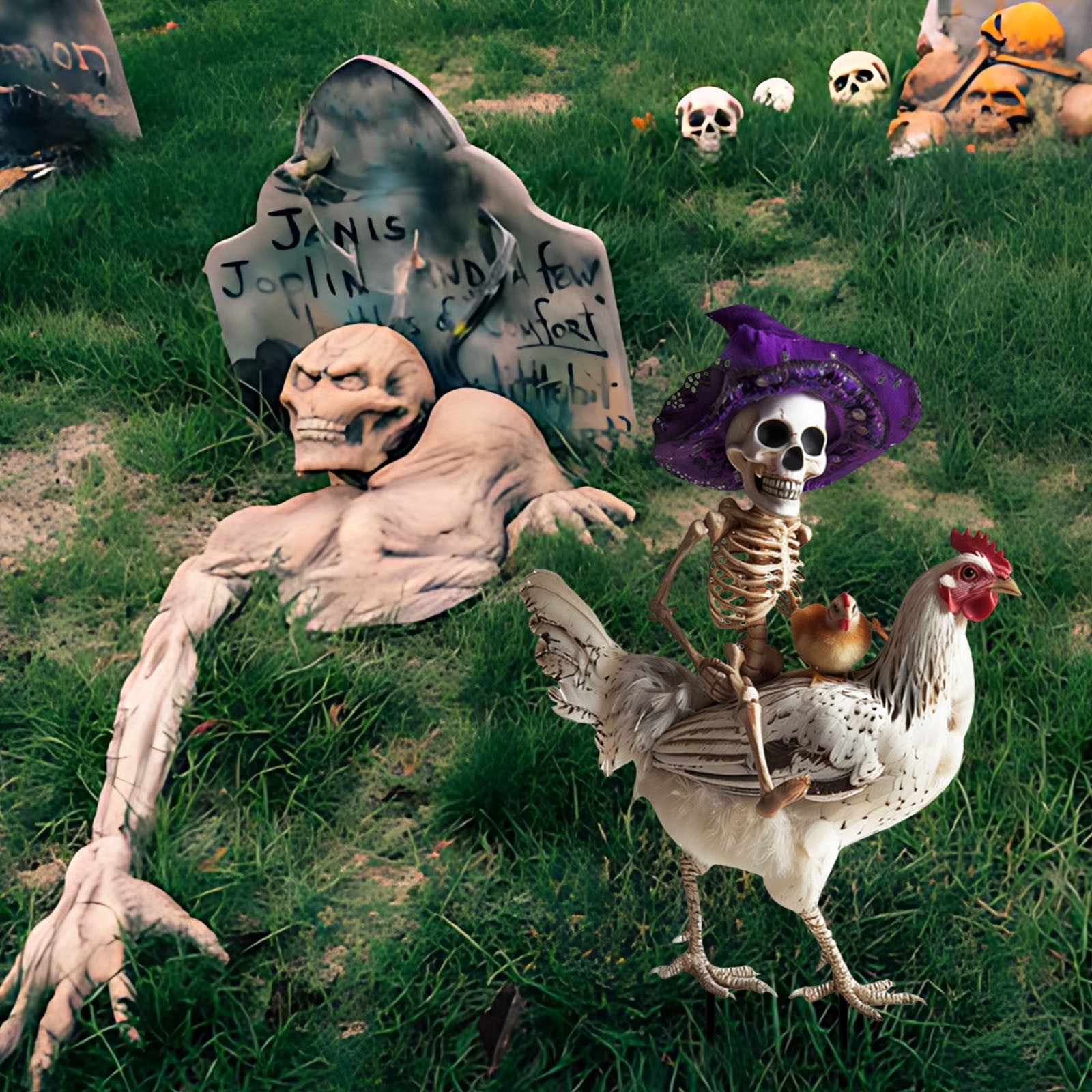 Loyerfyivos Chicken Skeleton Halloween Decorations Metal Yard Decor ...
