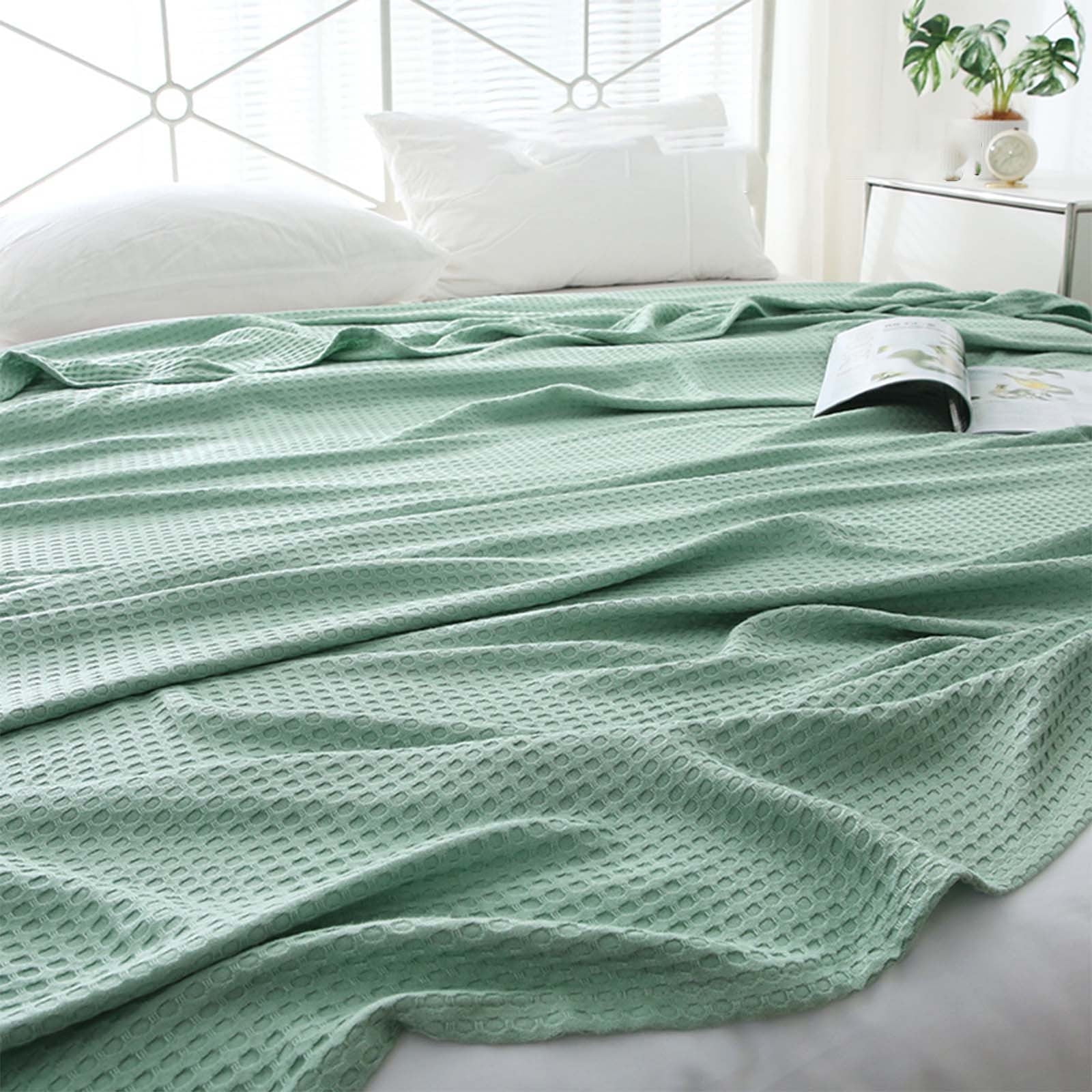 Loyerfyivos Cotton Blankets Queen Size for Bed - Waffle Weave Blankets ...
