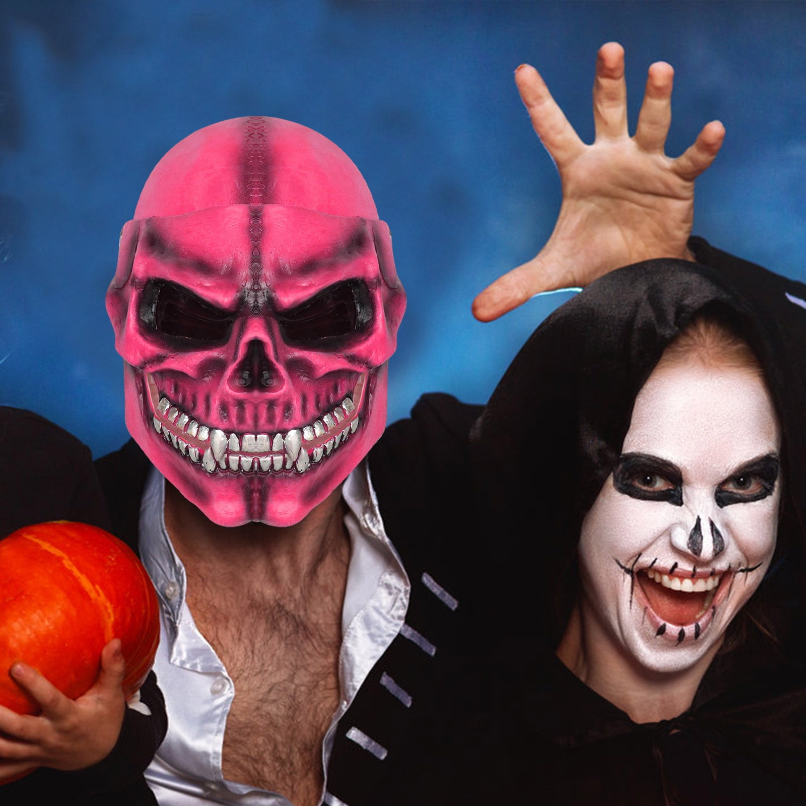 Loyerfyivos Creepy Halloween Full Head Skull Mask with Moving Jaw ...