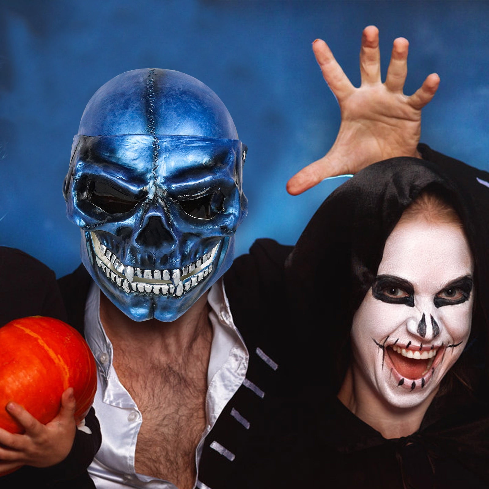 Loyerfyivos Creepy Halloween Full Head Skull Mask with Moving Jaw ...