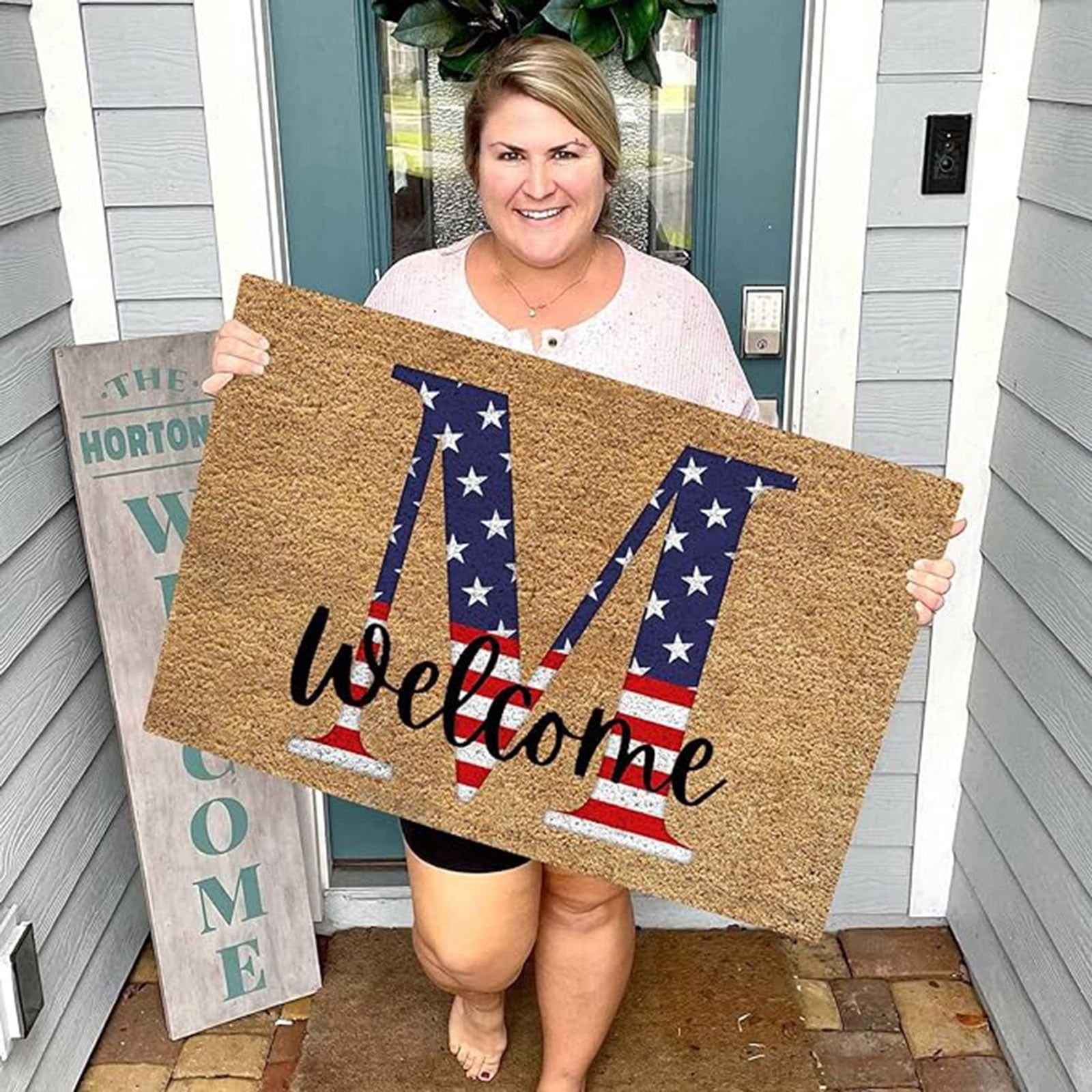 Loyerfyivos Fourth of July Alphabet Doormat, Independence Day Patriotic ...