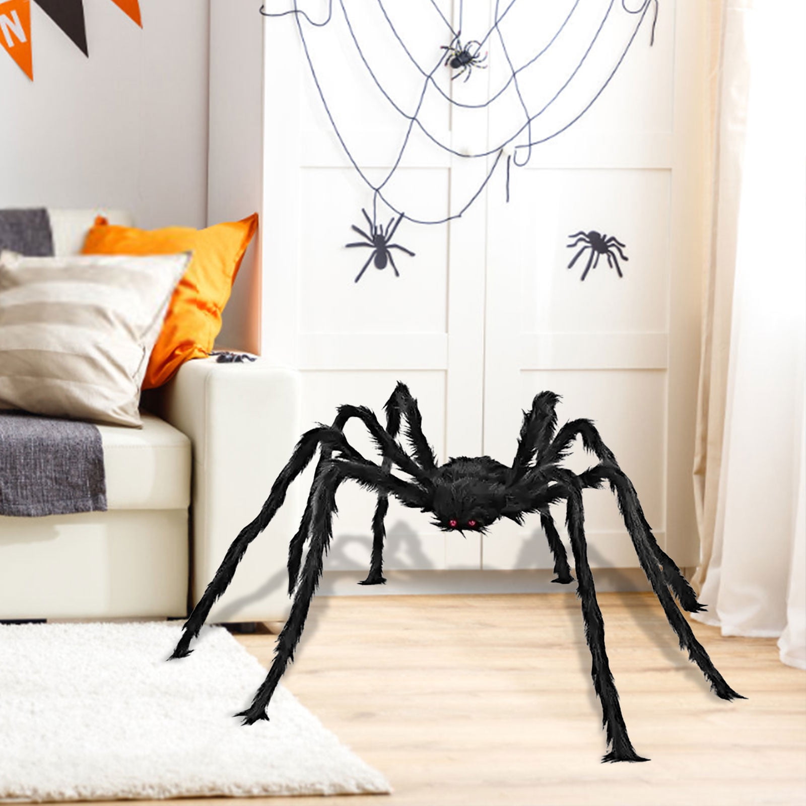 Loyerfyivos Giant Spider for Halloween Decoration, 125cm Large Hairy ...