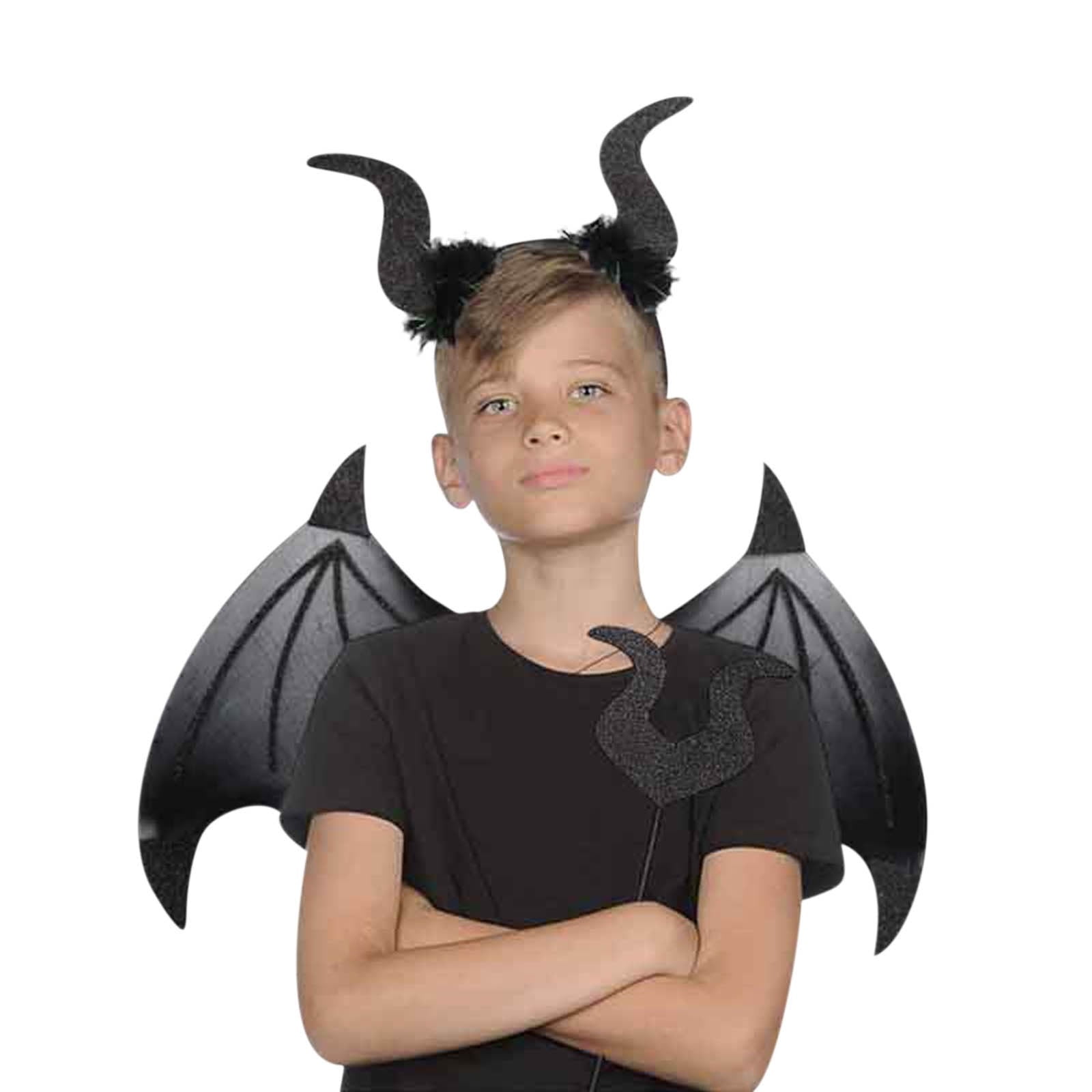 Loyerfyivos Halloween Devil Costume Set,Black Angel Wings,Devil Wings ...