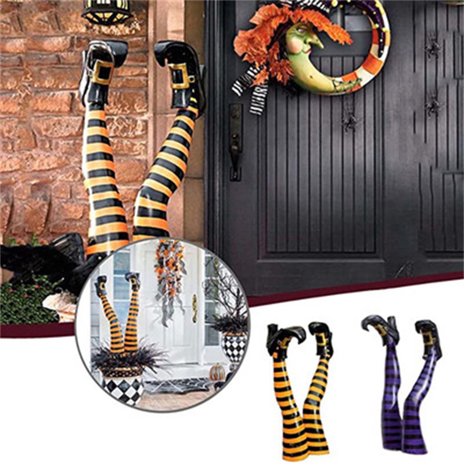 Loyerfyivos Halloween Witches Legs Decor Leg Yard Stakes Stake Wreaths ...