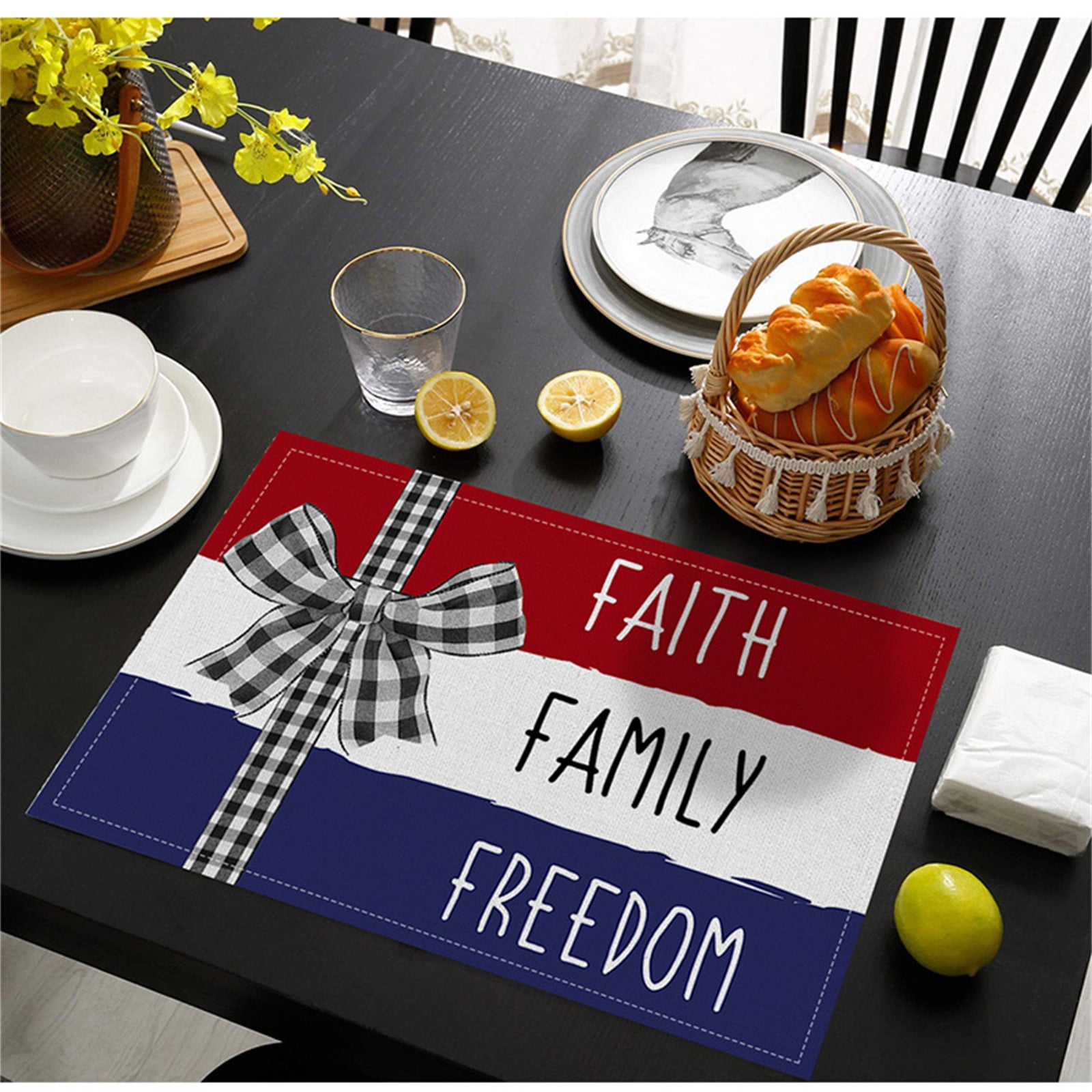 Loyerfyivos Independence Day Patriotic Placemats, 12x18 inches, Linen ...