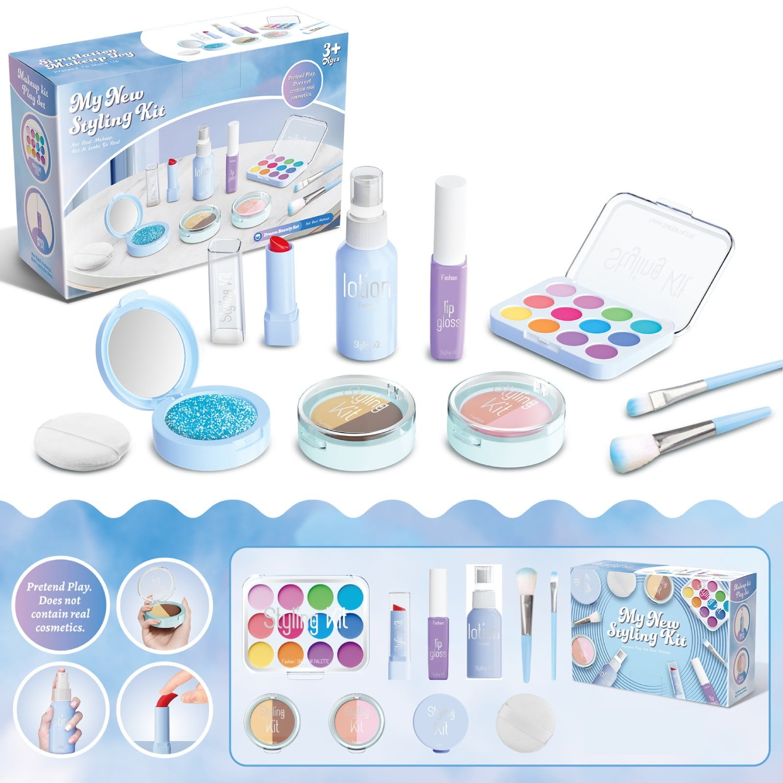 Loyerfyivos Kids Makeup Kit - Non-Smearable, Makeup Kit for Girls ...