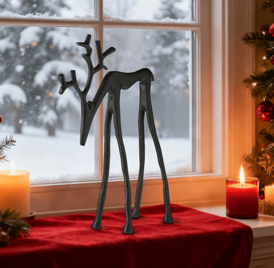 Loyerfyivos Metal Deer Tabletop Decoration - Black Reindeer Statues ...