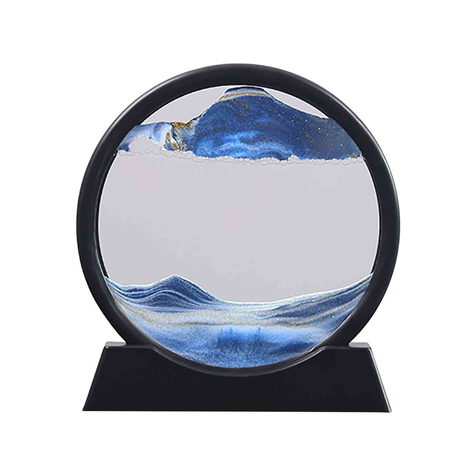 Loyerfyivos Moving Sand Art Picture in Motion Round Glass 3D Deep Sea ...