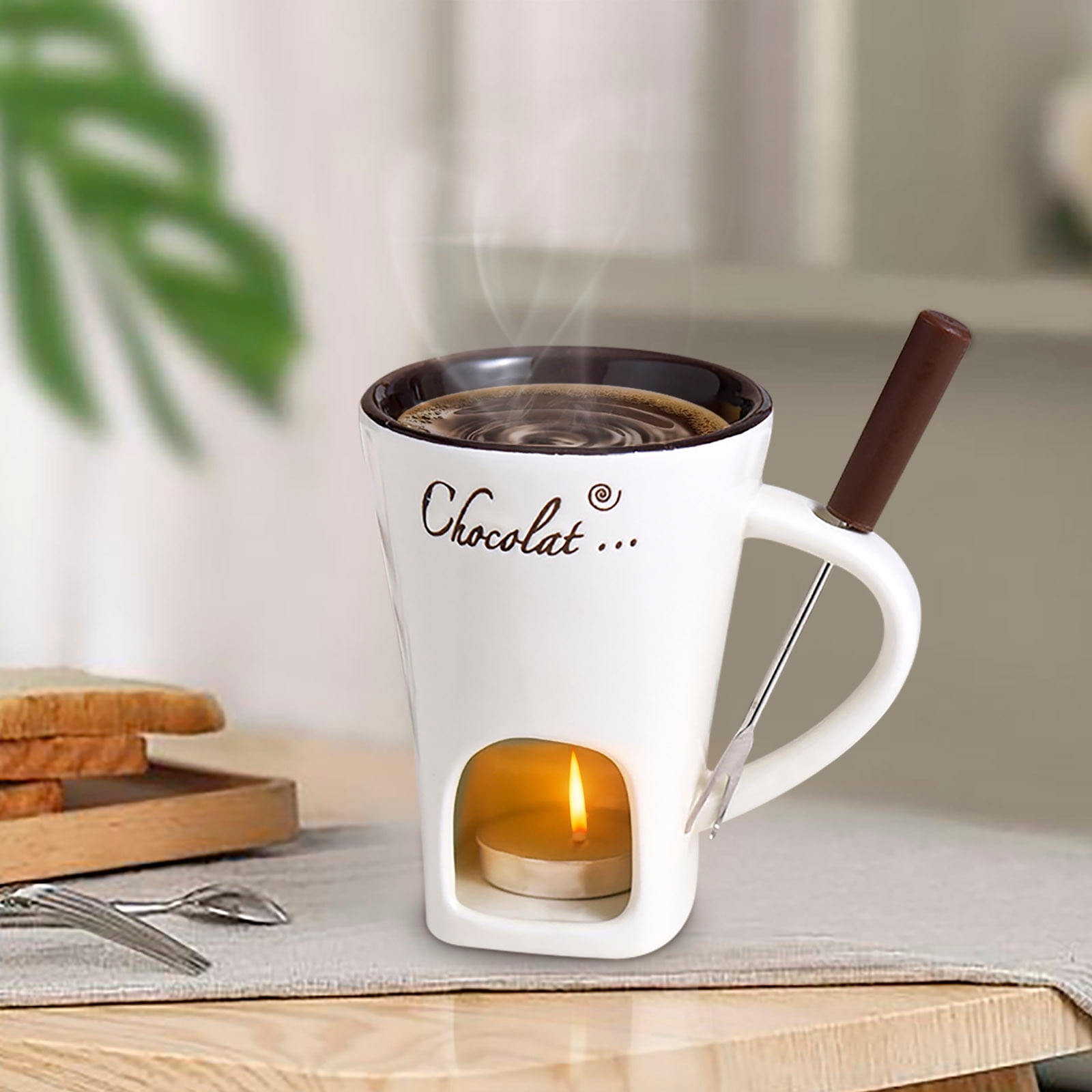 Loyerfyivos Personal Fondue Mugs Set | Ceramic Mugs for Chocolate or ...