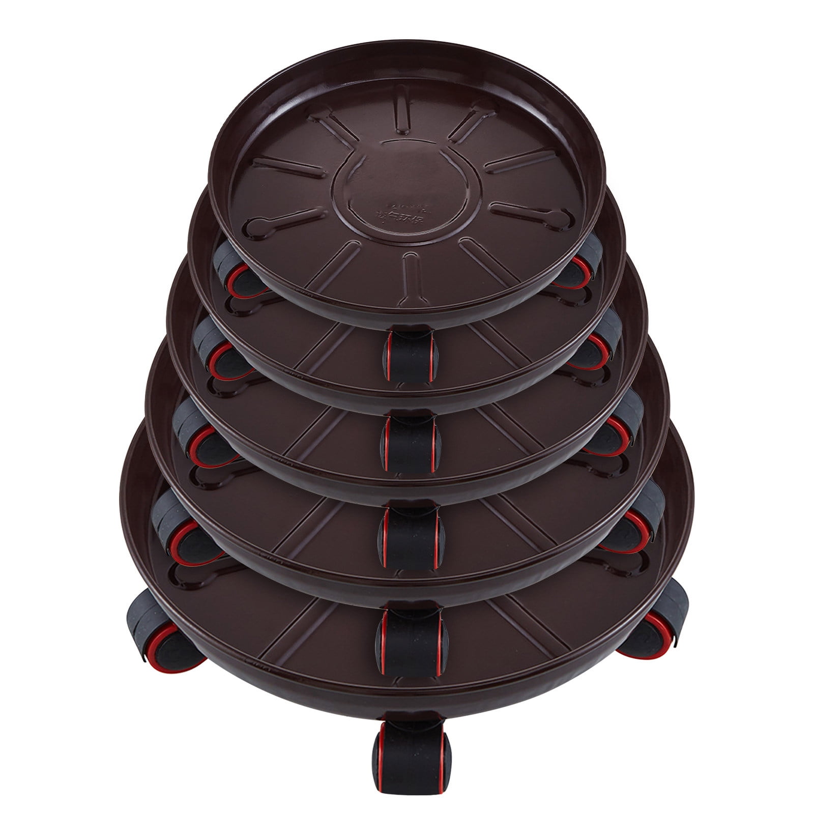 Loyerfyivos Plant Pallet Caddy with Wheels, 11 Inch Round Flower Pot ...
