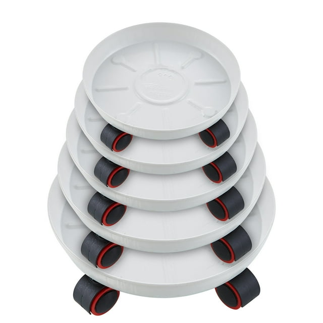 Loyerfyivos Plant Pallet Caddy with Wheels, 12 Inch Round Flower Pot ...