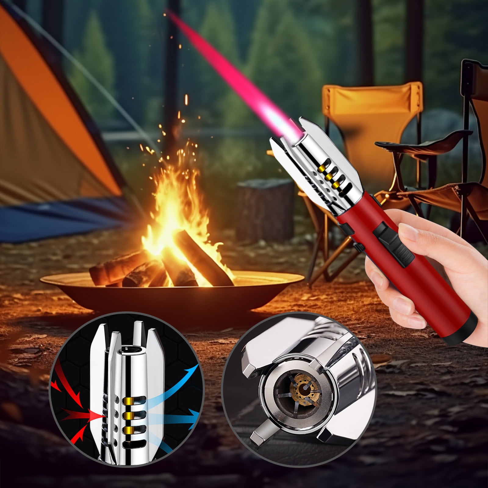 Loyerfyivos Torch Lighter, Bright Fire Lighter with Safety Lock and ...