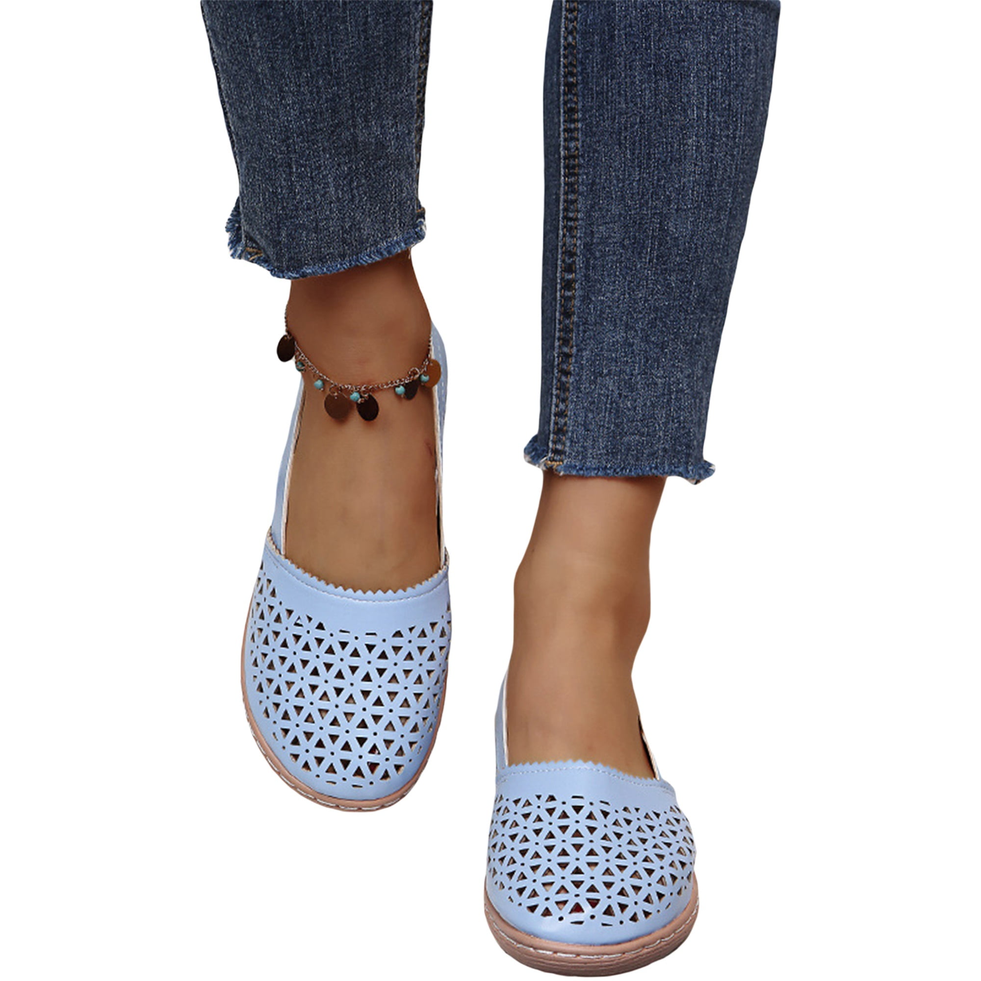 LoyisViDion Women's Casual Summer Sandals, Solid Color Loophole, Non ...