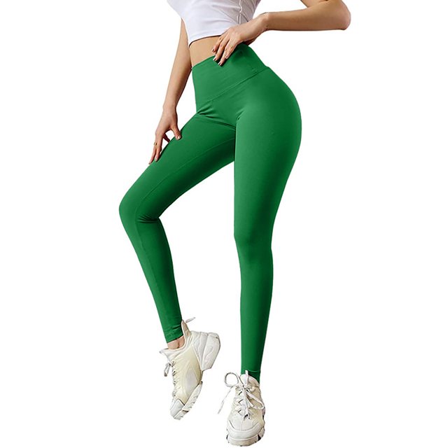 LoyisViDion Fashion Ladies Pure Color Pants Hip Lifting Elastic Fitness Running Yoga Pants Green ...