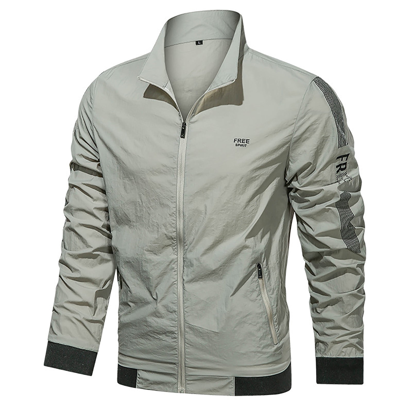 UTTOASFAY Men'S Thin Jacket Casual Sports Windbreaker Hooded Solid ...