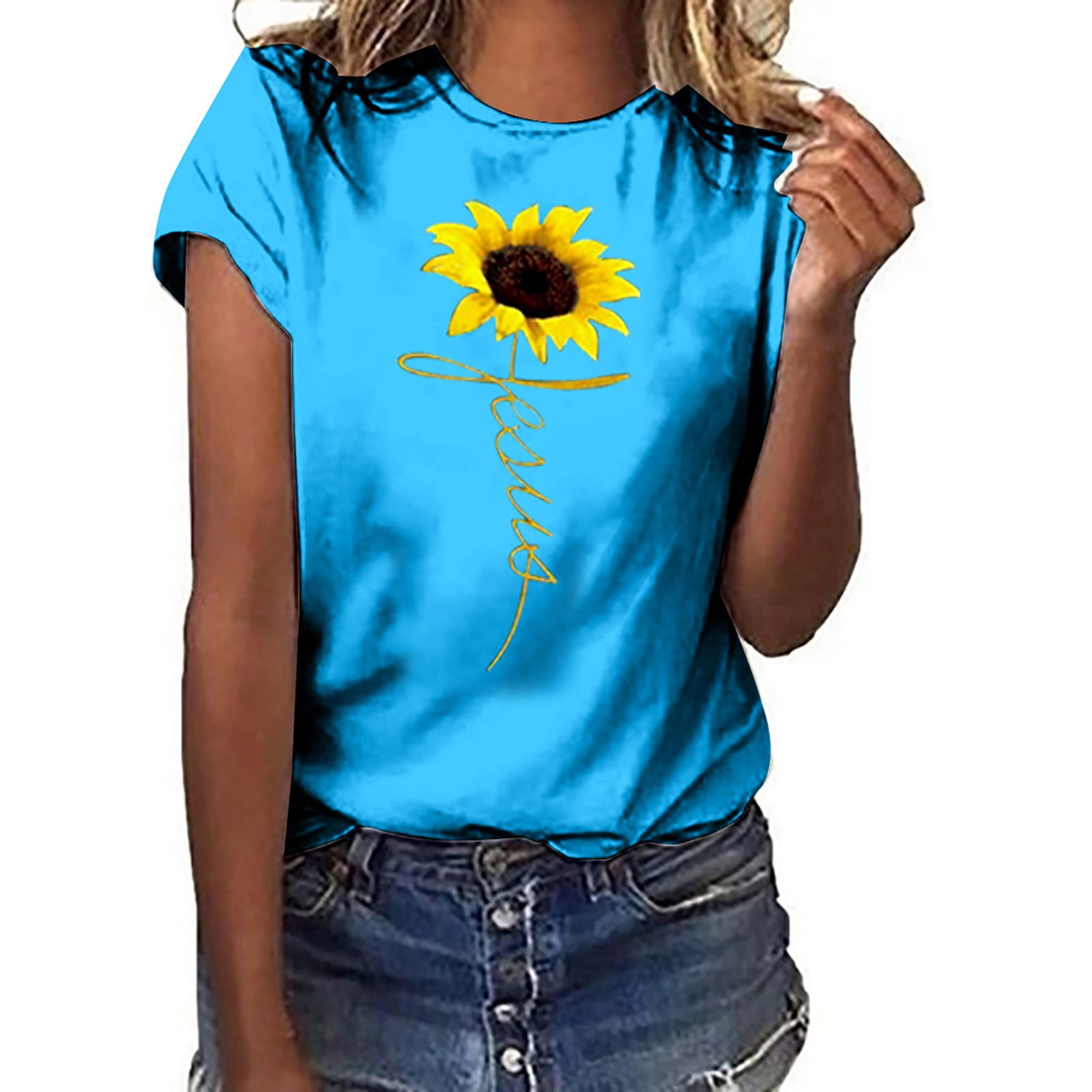 UTTOASFAY Women Clearance Clothing Women Girls Plus Size Sunflower ...