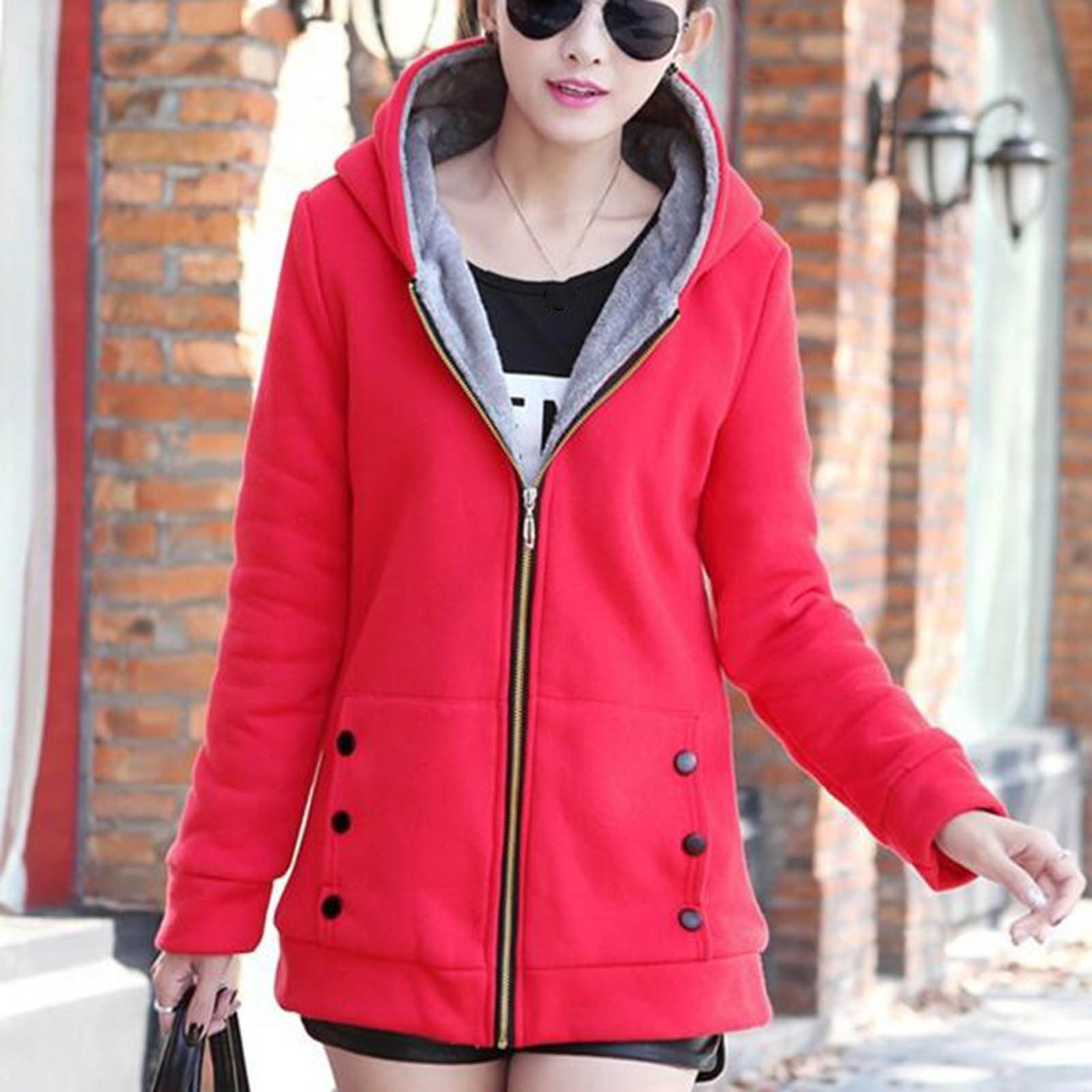 LoyisViDion Women's Winter Warm Sweatshirt Coat, Outerwear, Sizes S-XL ...