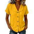 Loyisod Womens Short Sleeve Shirts Collar V Neck Collared Button Down ...
